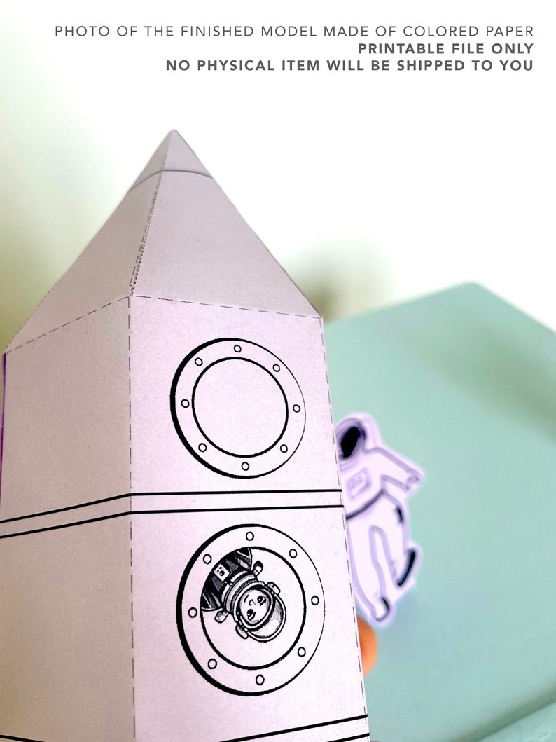 Printable Rocket Toy DIY, Paper Rocket Model, Space Rocket Toy, Digital ...