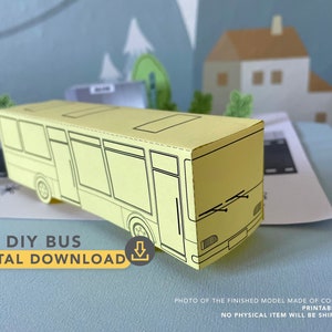 Printable Paper Bus Model, DIY Bus Toy, Paper Bus for Kids, Digital Bus ...