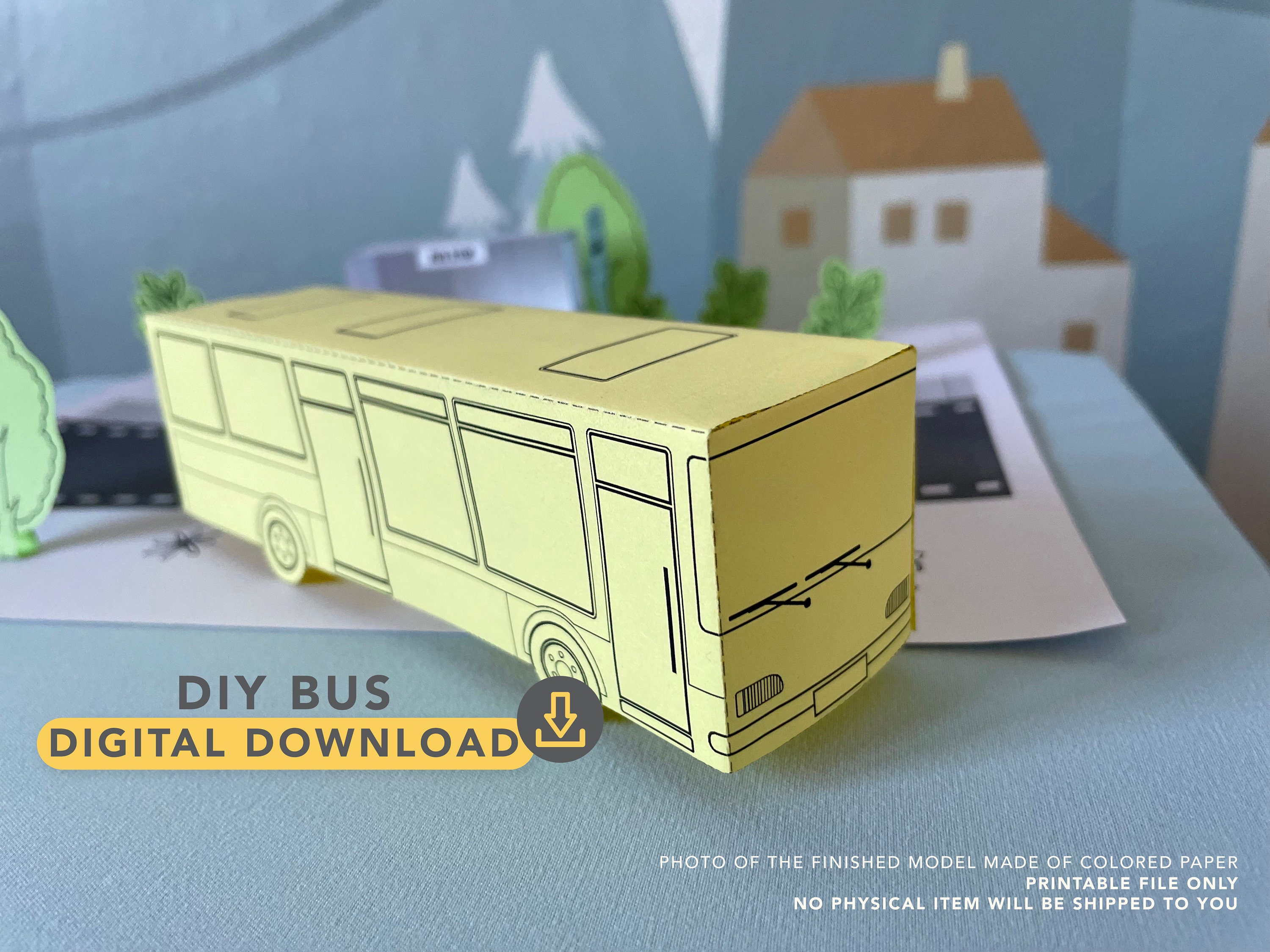 Printable Paper Bus Model, DIY Bus Toy, Paper Bus for Kids, Digital Bus ...