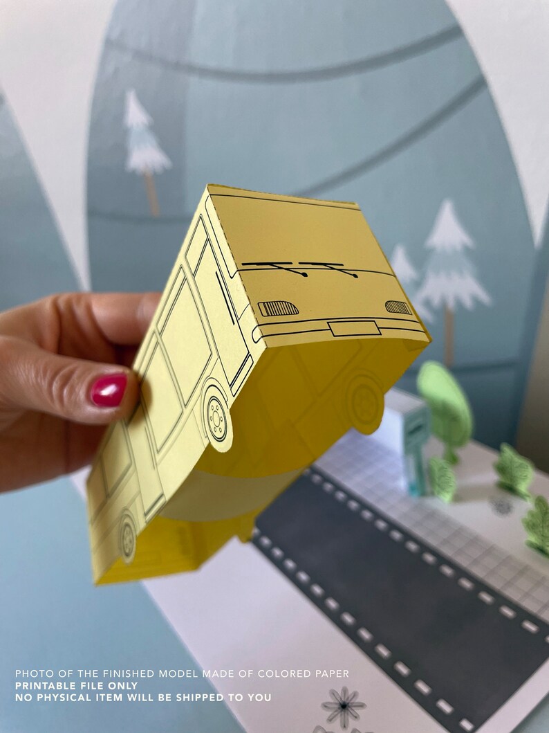 Printable Paper Bus Model, DIY Bus Toy, Paper Bus for Kids, Digital Bus ...