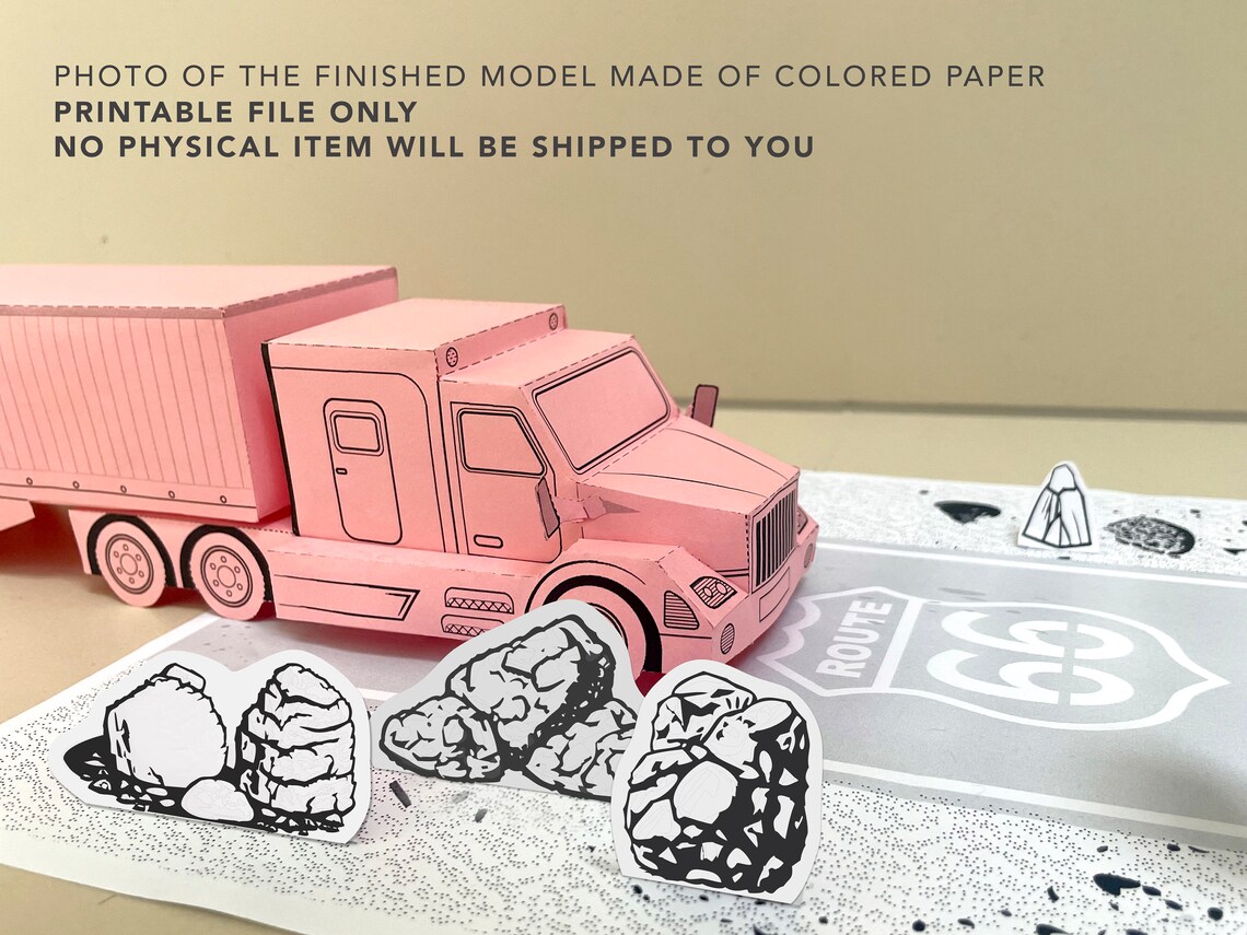 Printable Lorry Model, Paper Toy Lorry, Paper Truck DIY, American Lorry ...