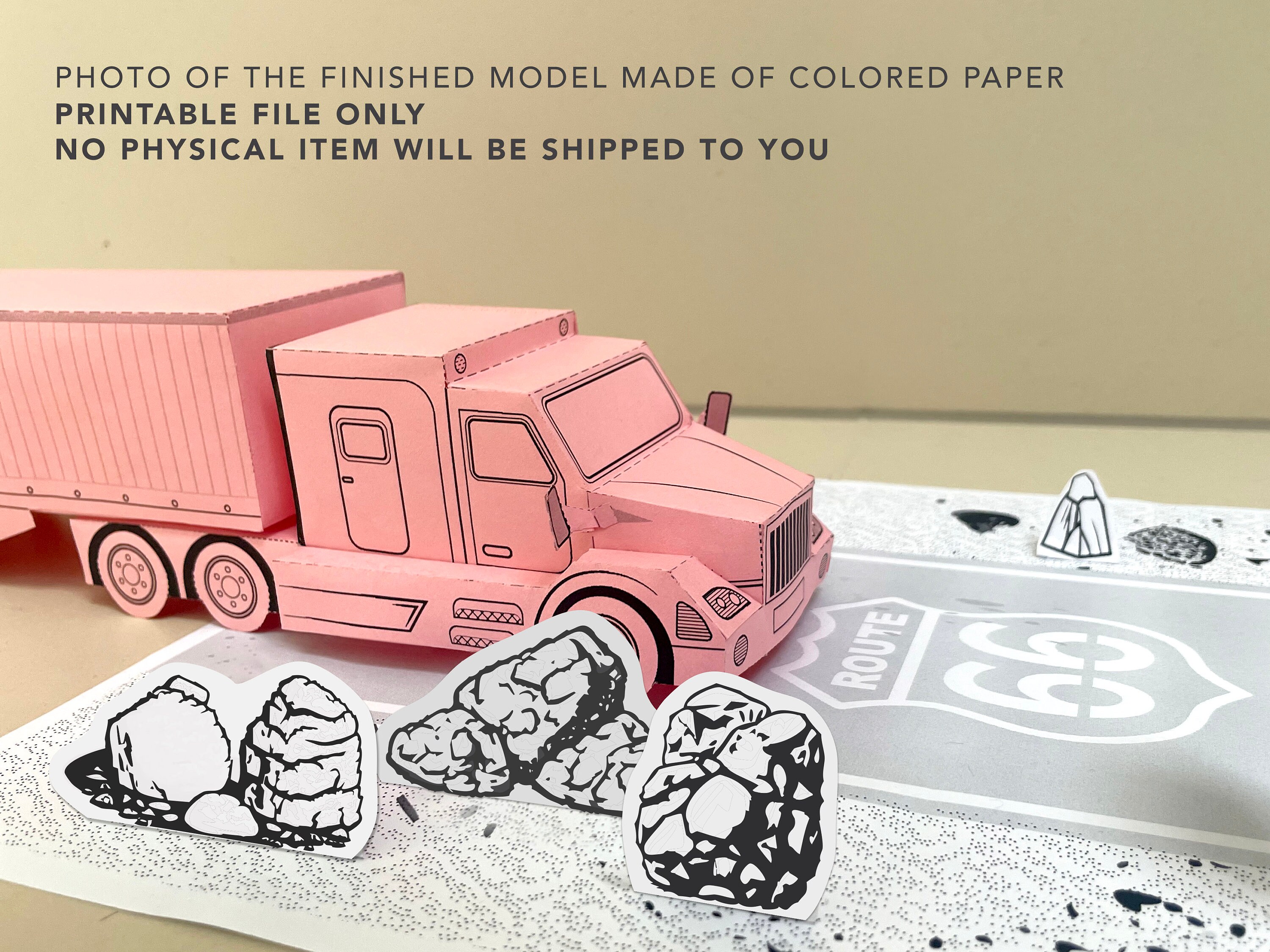 Printable Lorry Model, Paper Toy Lorry, Paper Truck DIY, American Lorry ...