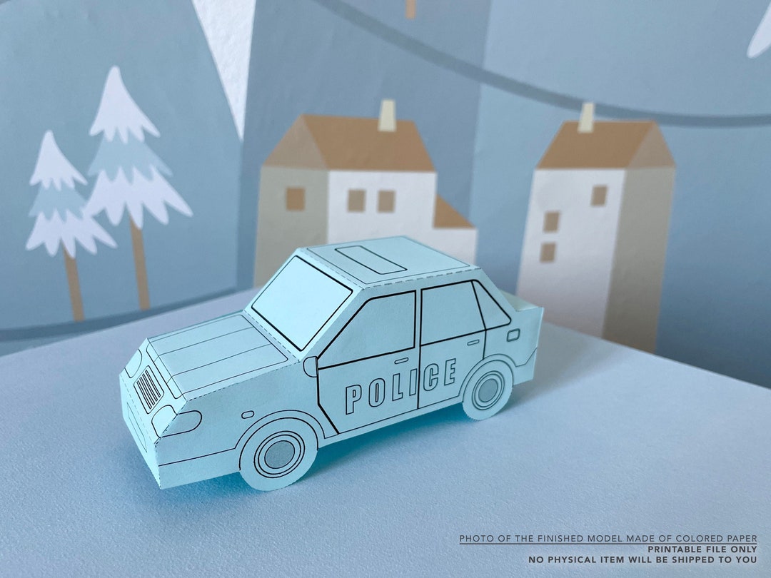 Printable Police Car Model, Paper Police Car Toy, DIY Paper Police Car ...