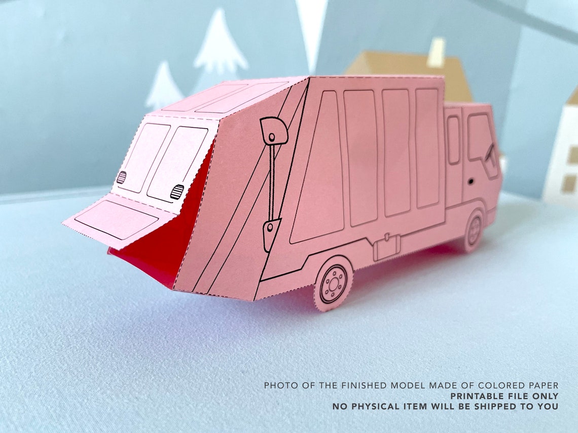 Printable Garbage Truck Model, Paper Trash Truck, Garbage Truck Paper ...