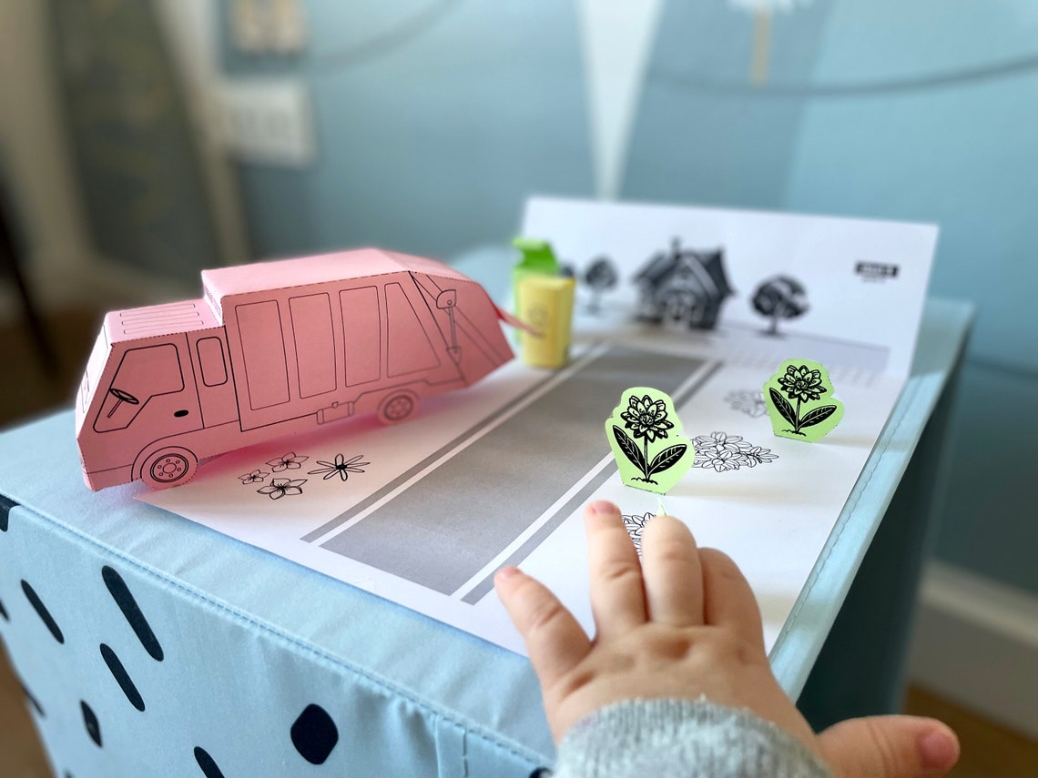 Printable Garbage Truck Model, Paper Trash Truck, Garbage Truck Paper ...