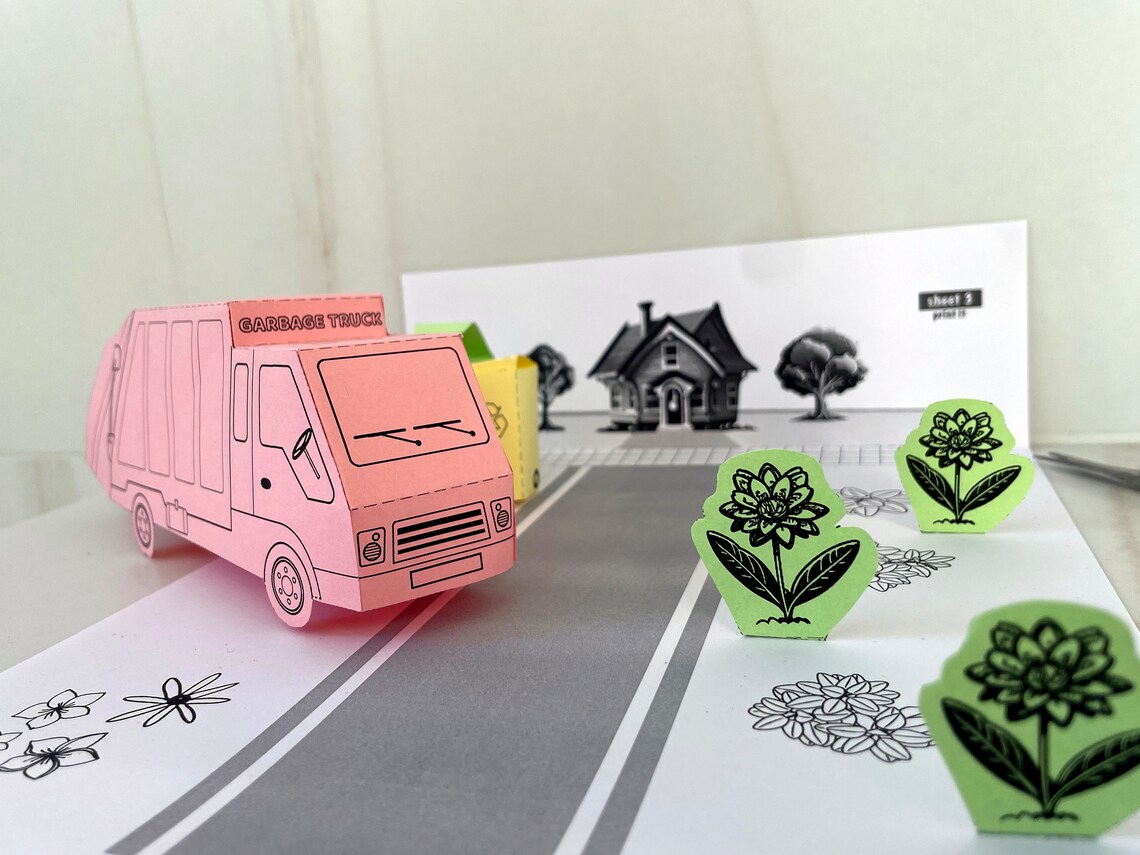 Printable Garbage Truck Model, Paper Trash Truck, Garbage Truck Paper ...