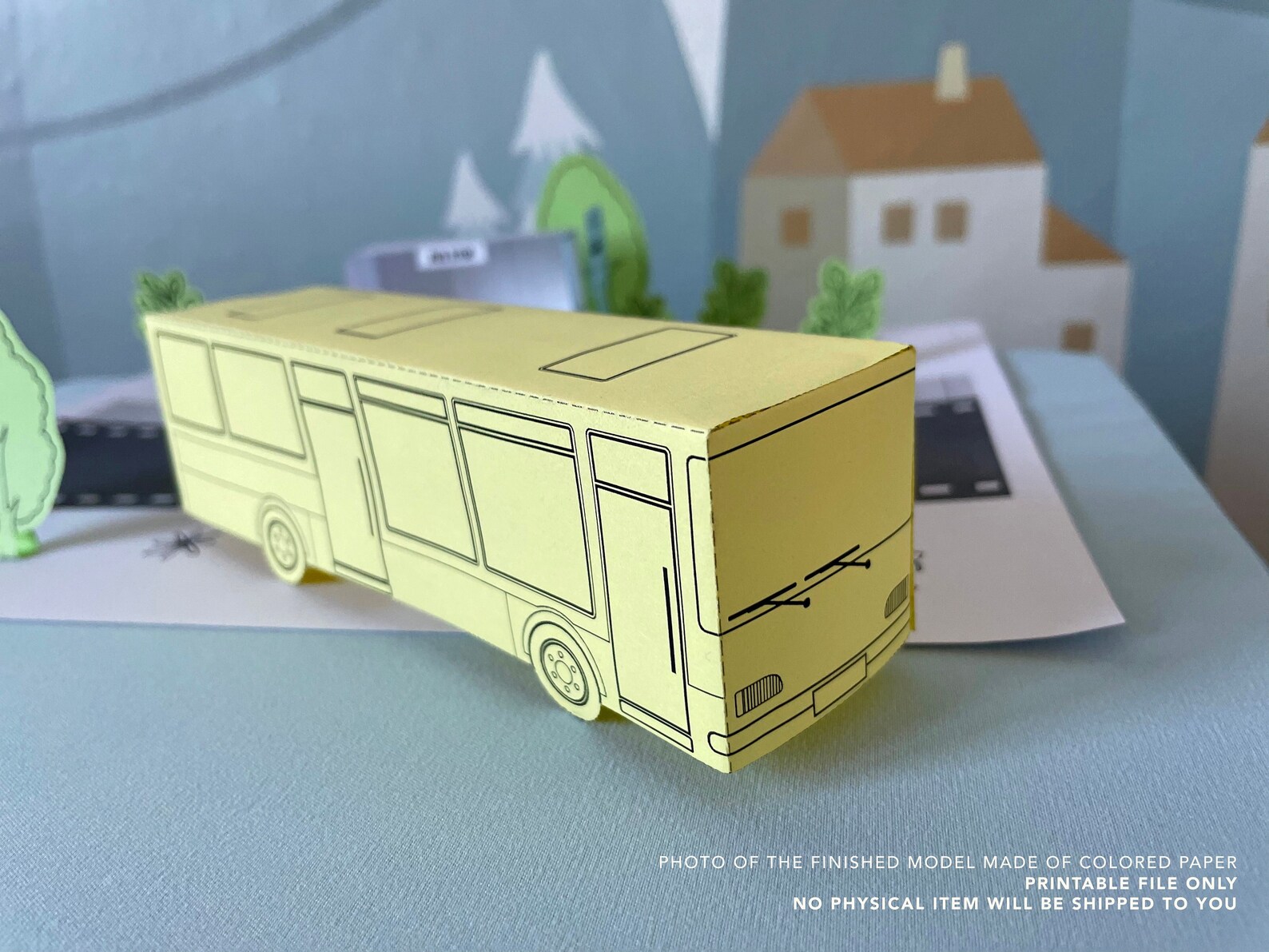 Printable Paper Bus Model, DIY Bus Toy, Paper Bus for Kids, Digital Bus ...