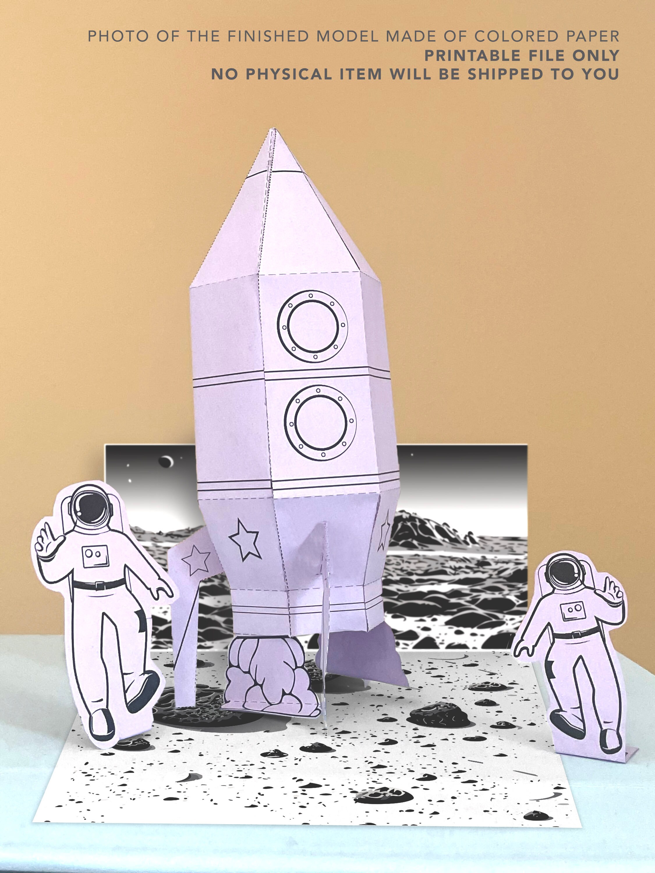 Printable Rocket Toy DIY, Paper Rocket Model, Space Rocket Toy, Digital ...