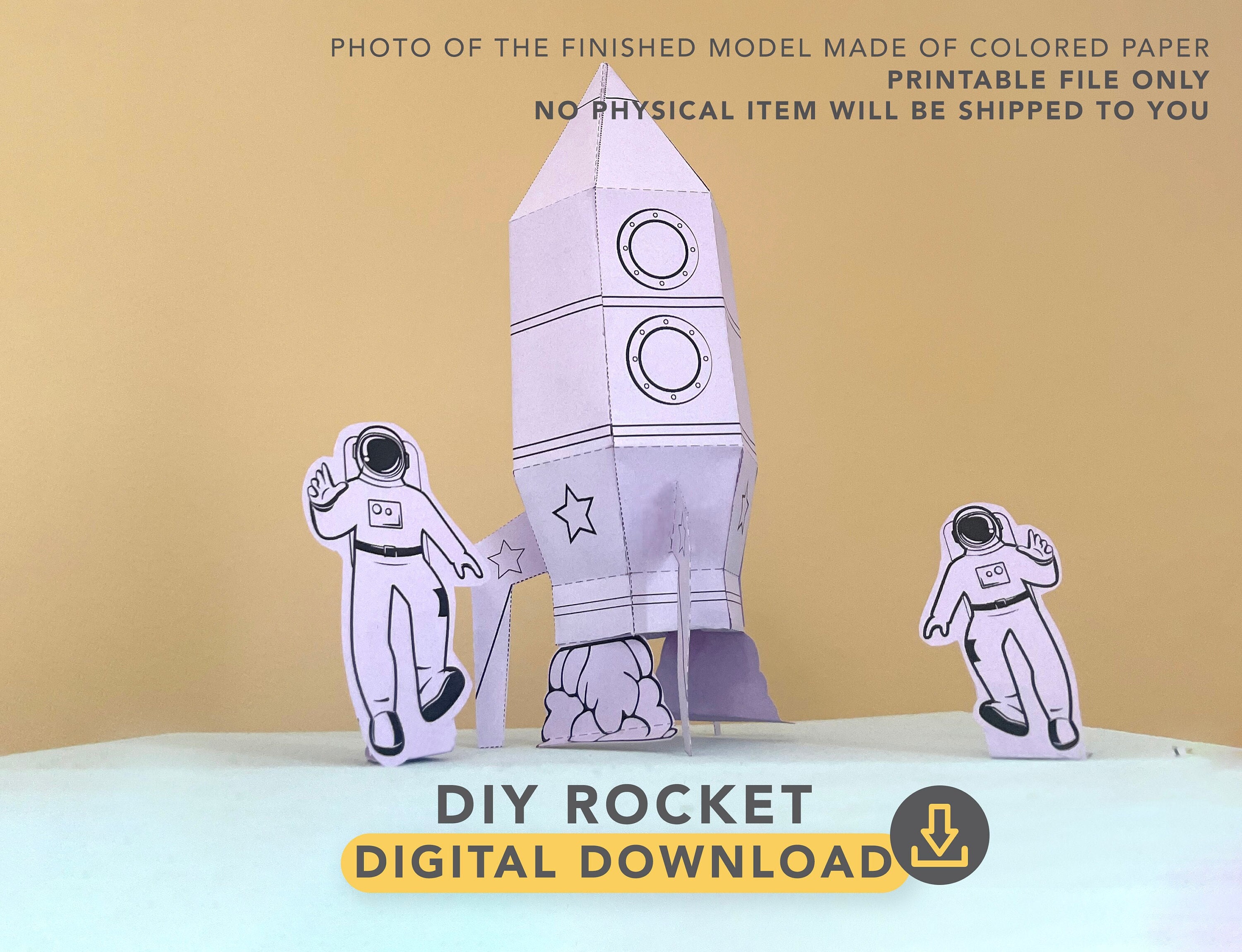 Printable Rocket Toy DIY, Paper Rocket Model, Space Rocket Toy, Digital ...