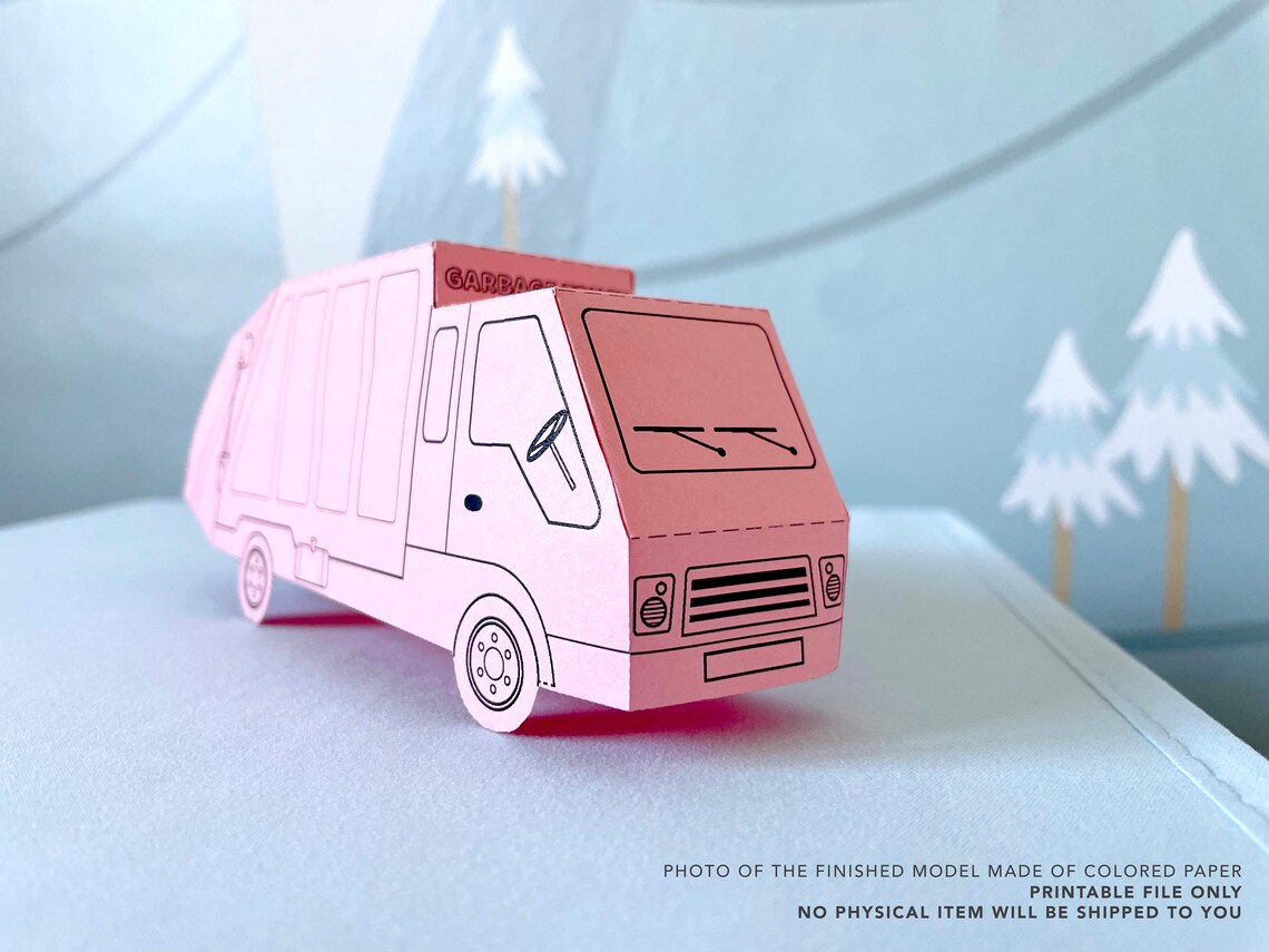 Printable Garbage Truck Model, Paper Trash Truck, Garbage Truck Paper ...