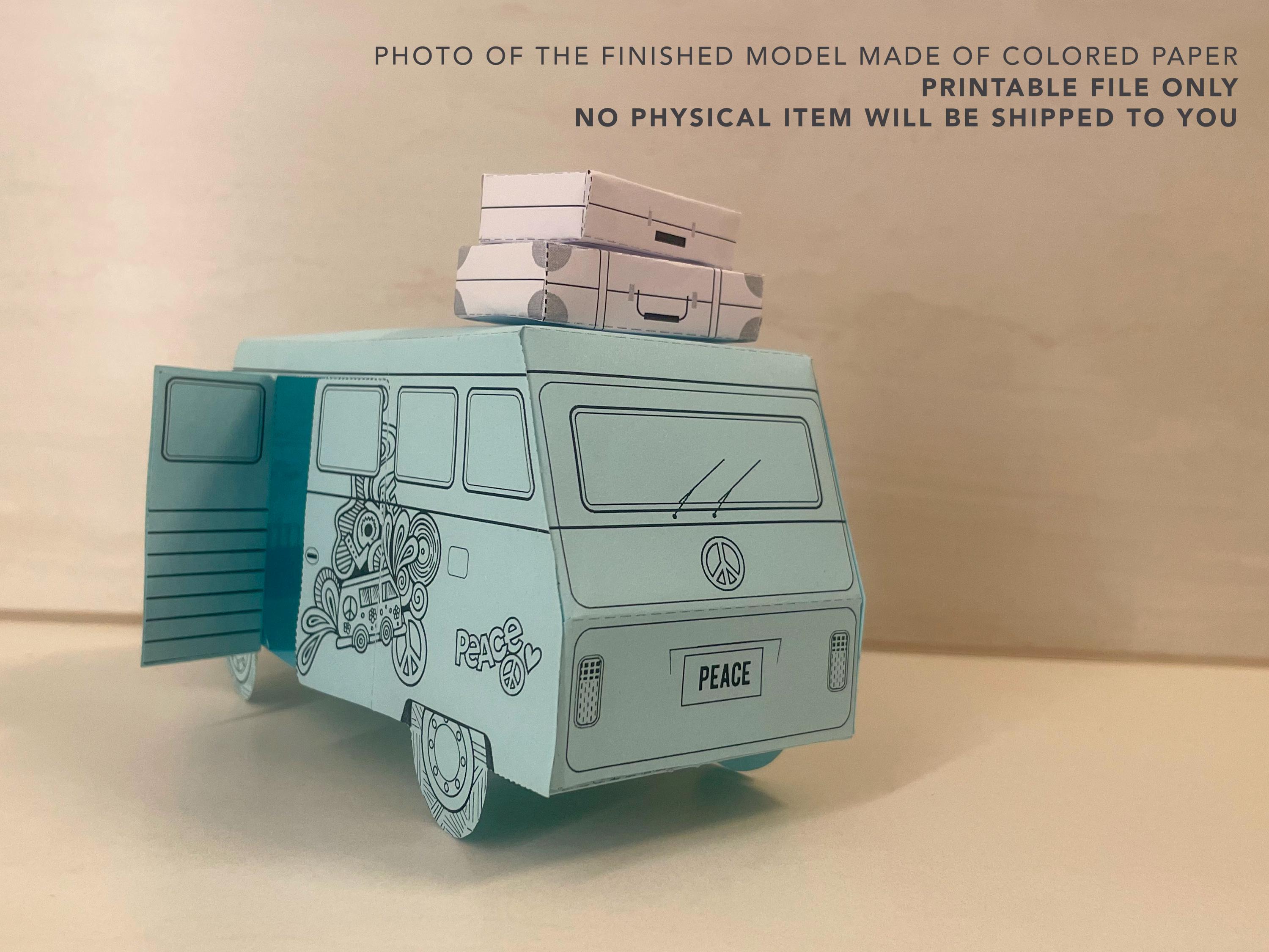 Printable Camper Van Model, DIY Camper Paper Toy, Paper Camping Car ...