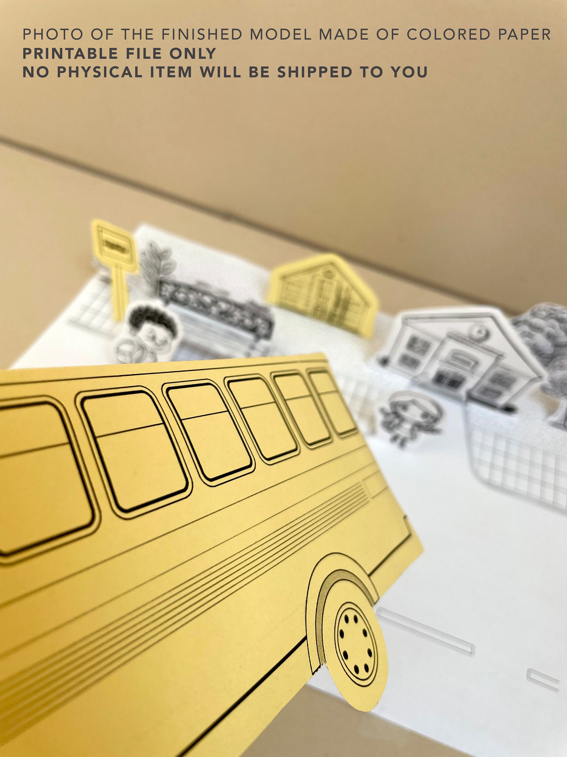 Printable School Bus Model, DIY School Bus Paper Toy, Paper Bus Toy 3D ...