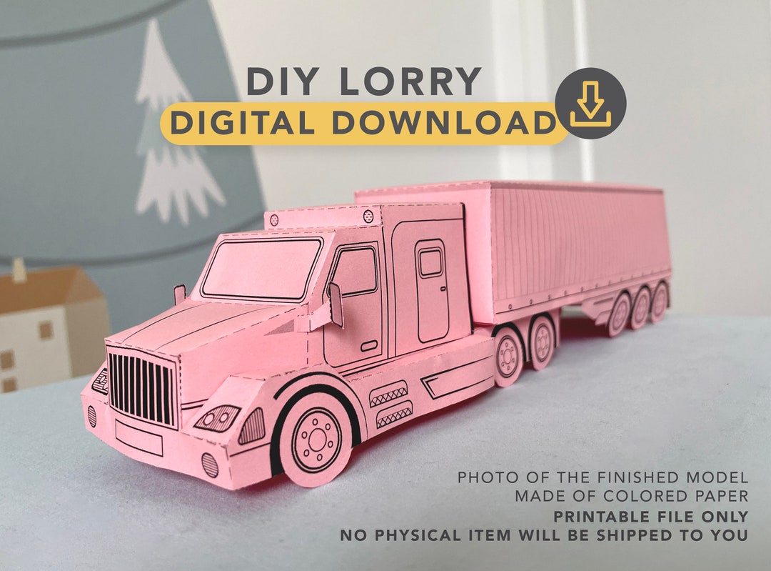 Printable Lorry Model, Paper Toy Lorry, Paper Truck DIY, American Lorry ...