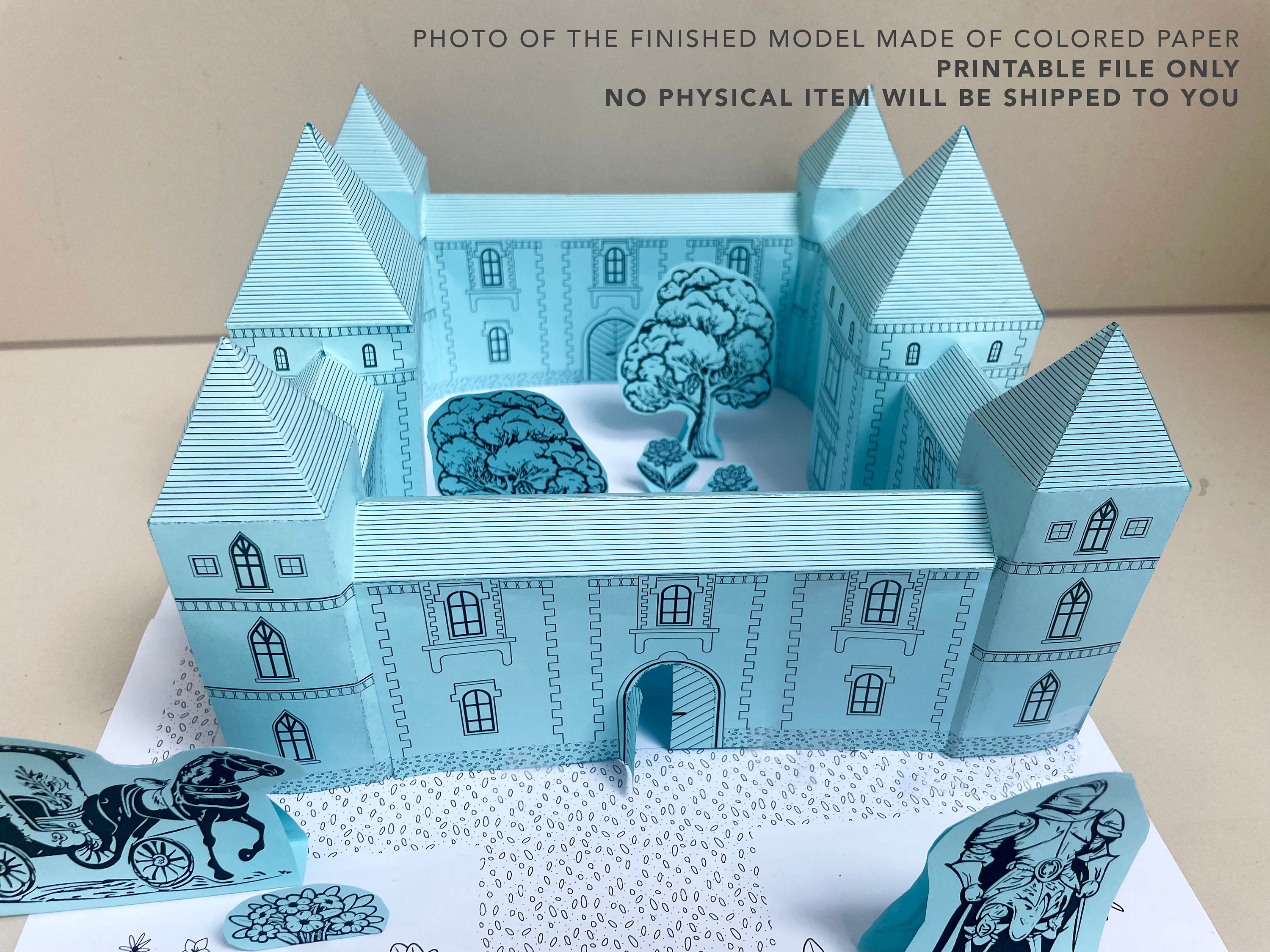 Castle Paper Toy, Printable Castle Model, Paper Castle Set, Printable ...
