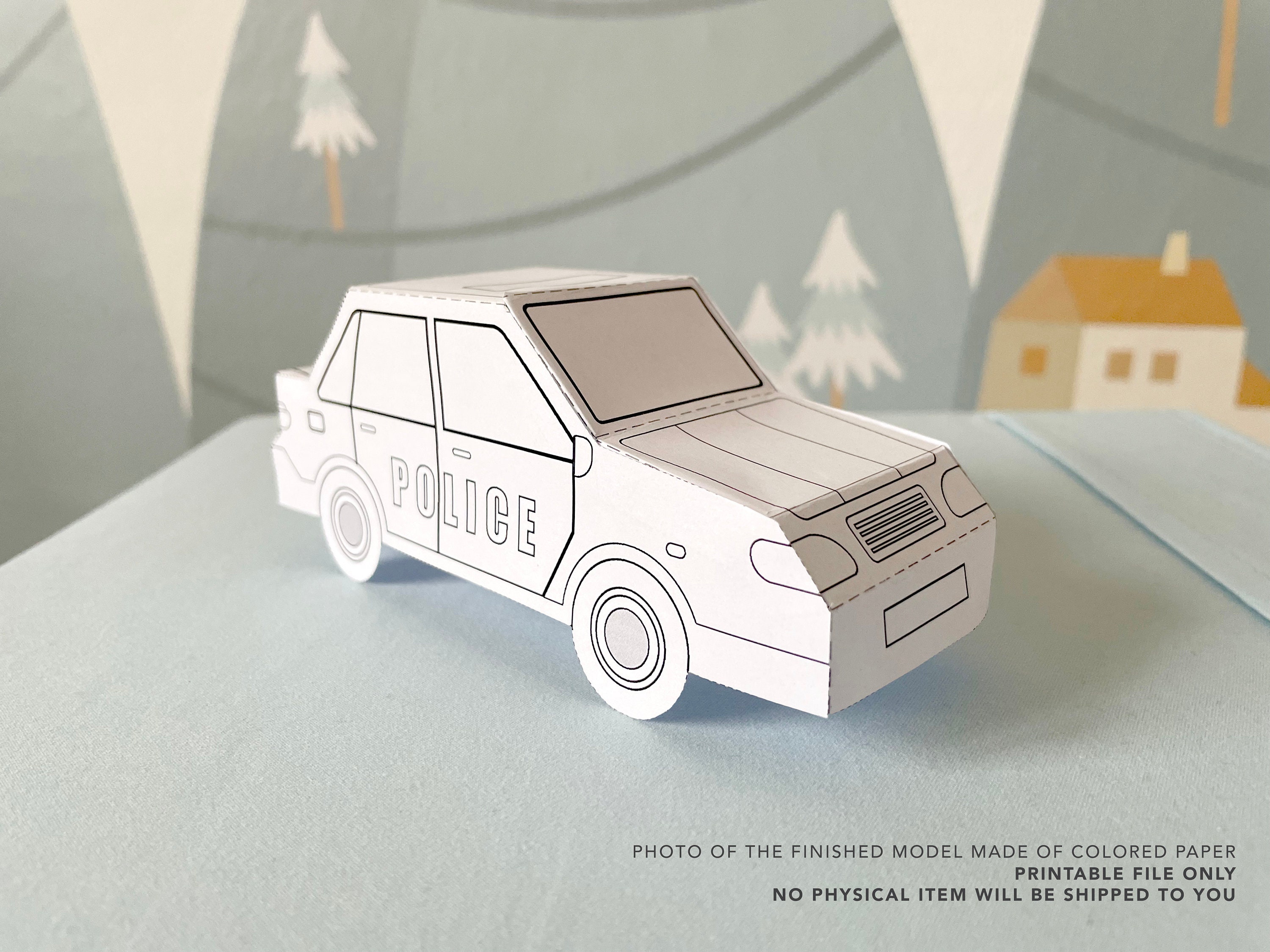 Printable Police Car Model, Paper Police Car Toy, DIY Paper Police Car ...