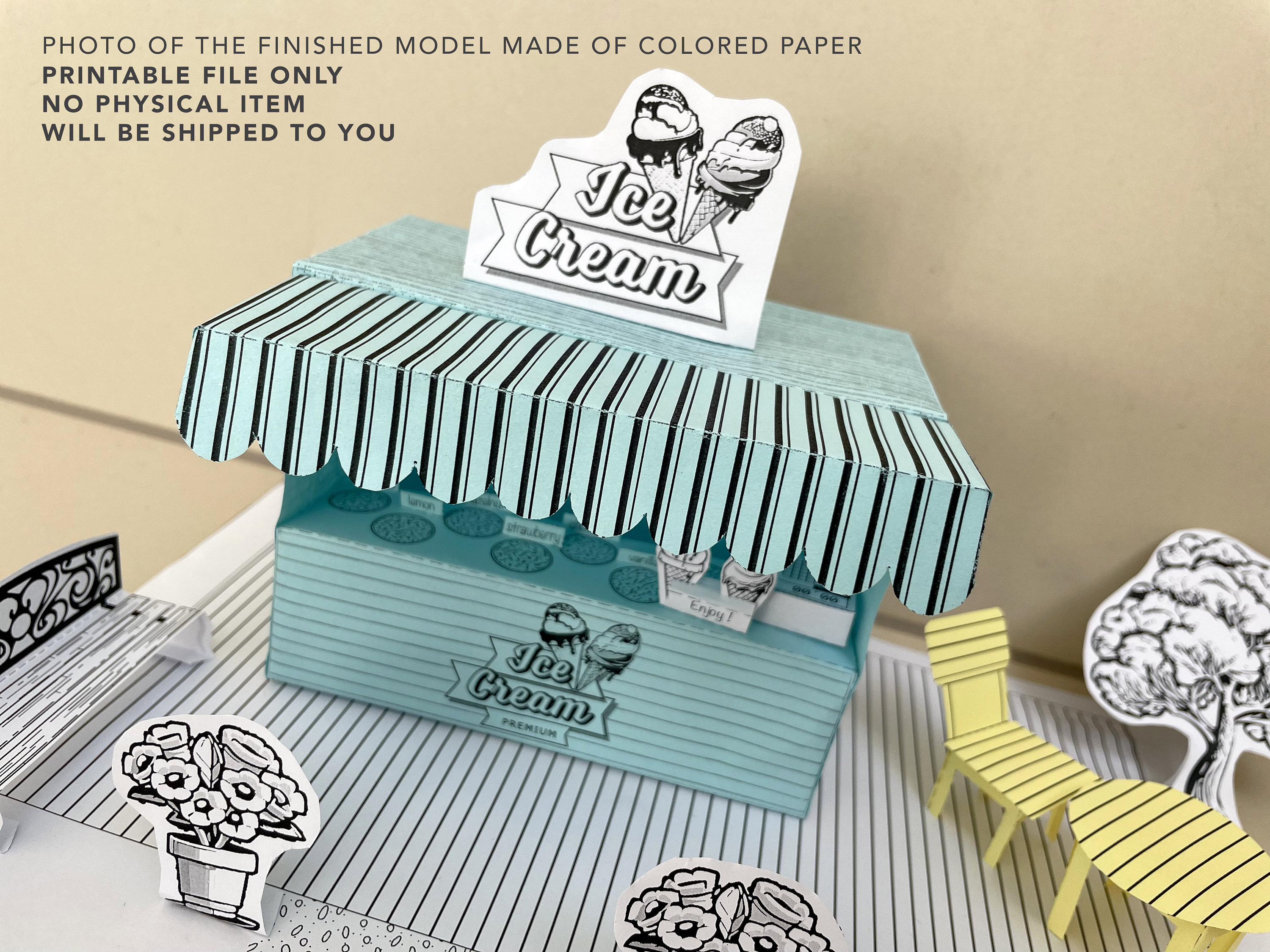 Printable Ice Cream Shop DIY, Ice Cream Store DIY, Ice Cream Parlour ...