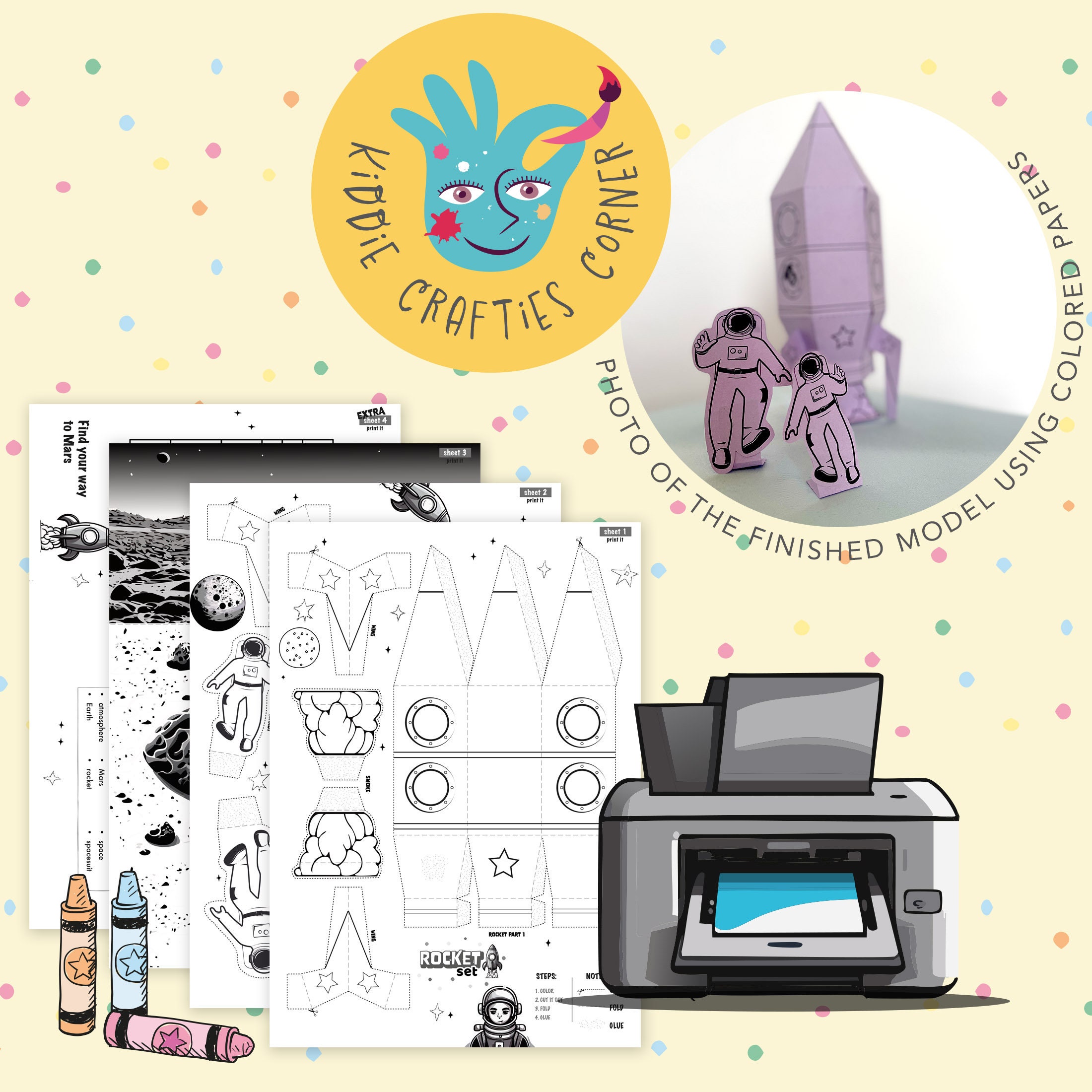 Printable Rocket Toy DIY, Paper Rocket Model, Space Rocket Toy, Digital ...