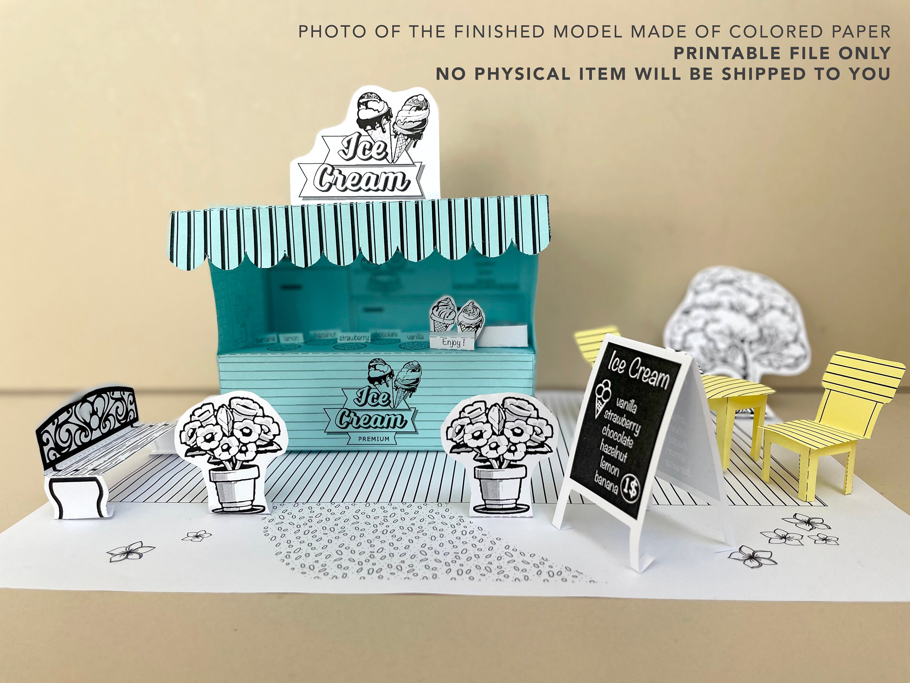 Printable Ice Cream Shop DIY, Ice Cream Store DIY, Ice Cream Parlour ...