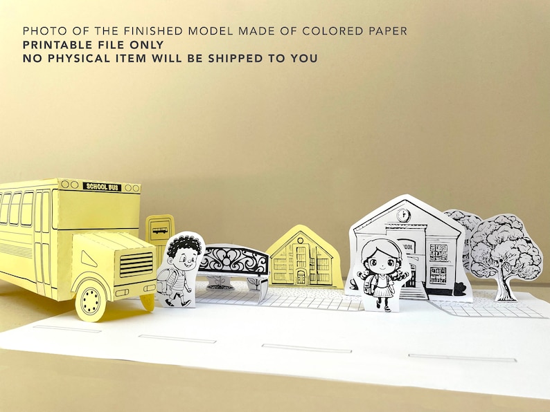 Printable School Bus Model, DIY School Bus Paper Toy, Paper Bus Toy 3D ...