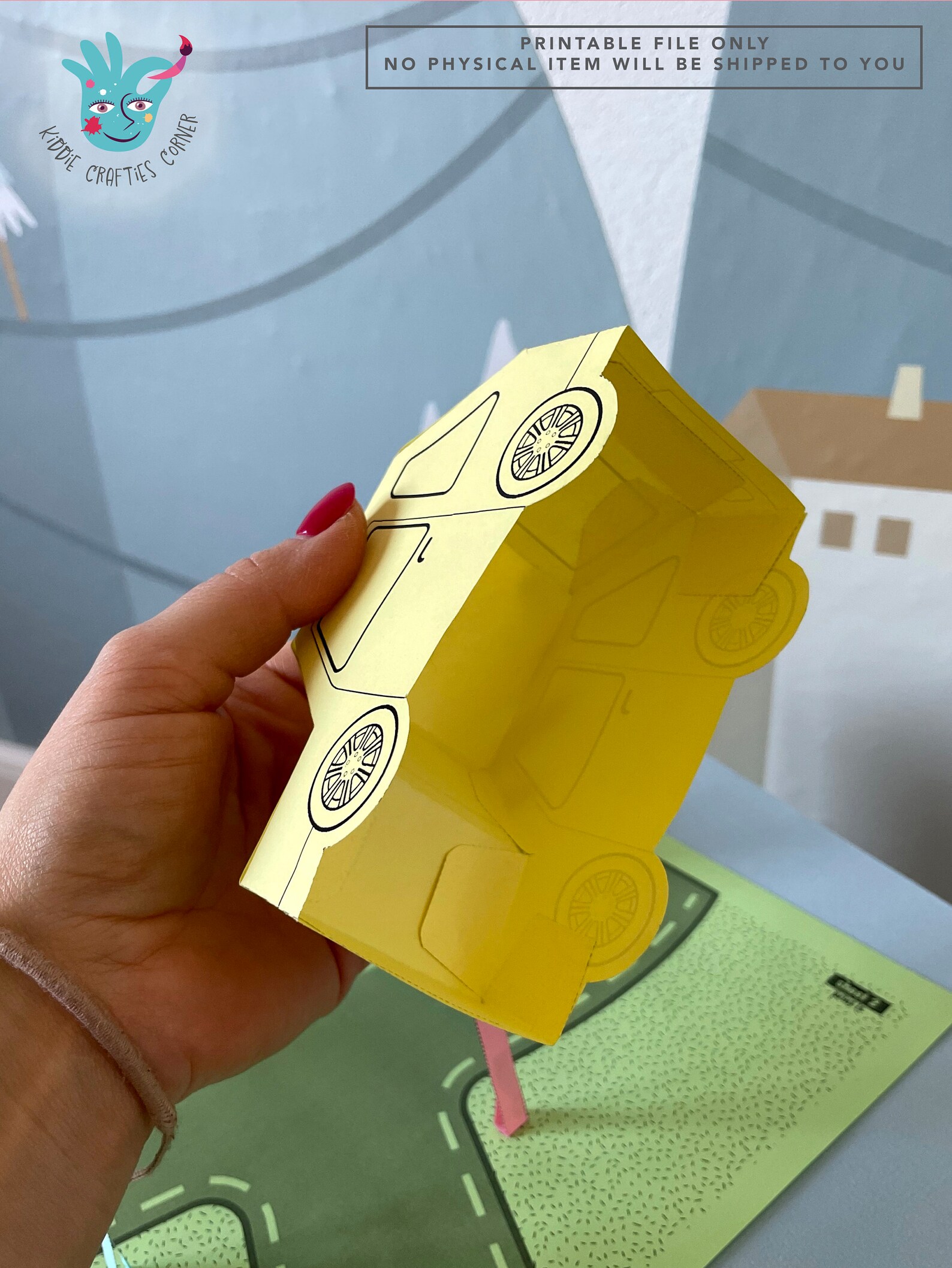 Printable Paper Car Model, DIY Digital Car Model, Cutout Car Set, Paper ...