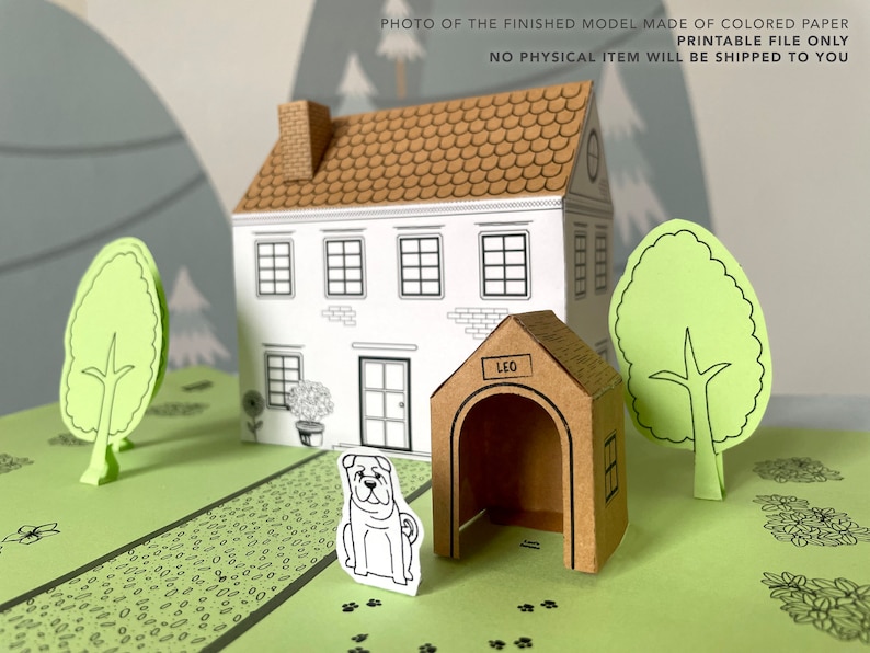 Modelo de casa de papel para niños, hoja de casa imprimible, casa de ...