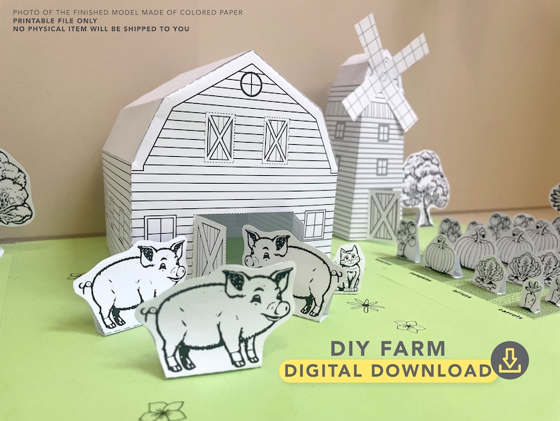 Printable Farm Big Set DIY Paper Farm Model, Farm DIY Craft for Kids ...