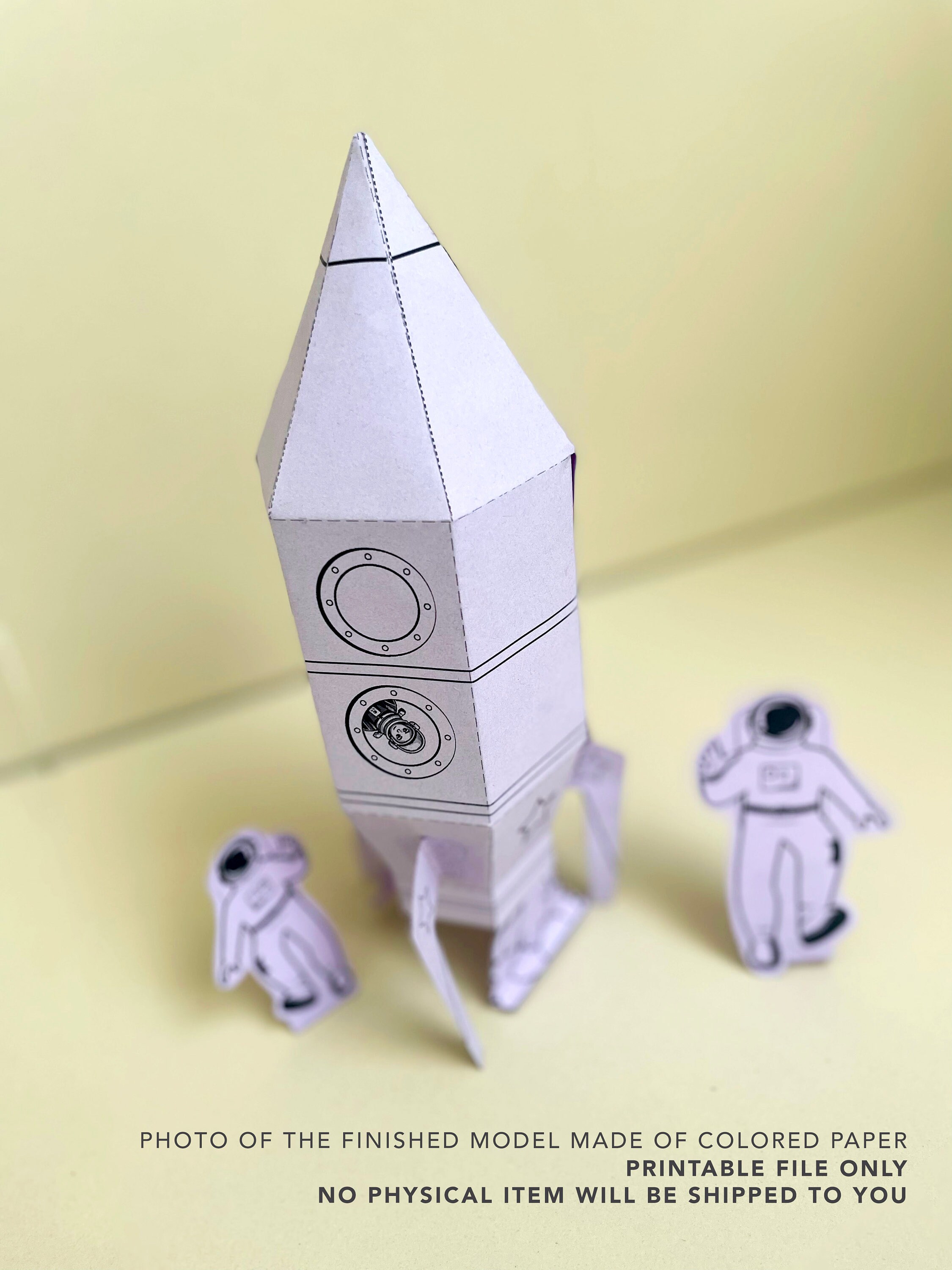 Printable Rocket Toy DIY, Paper Rocket Model, Space Rocket Toy, Digital ...