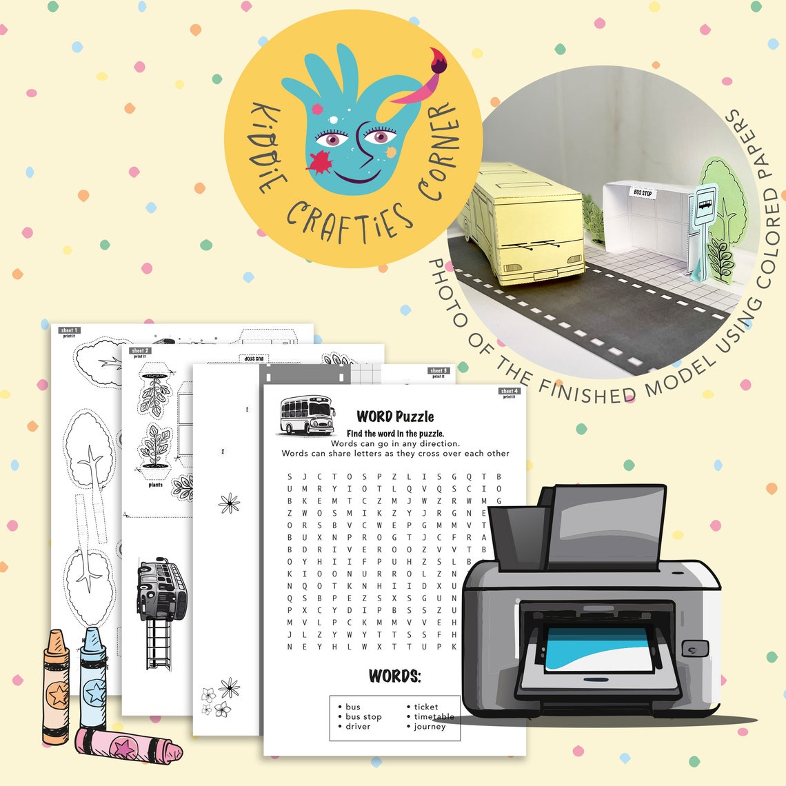 Printable Paper Bus Model, DIY Bus Toy, Paper Bus for Kids, Digital Bus ...