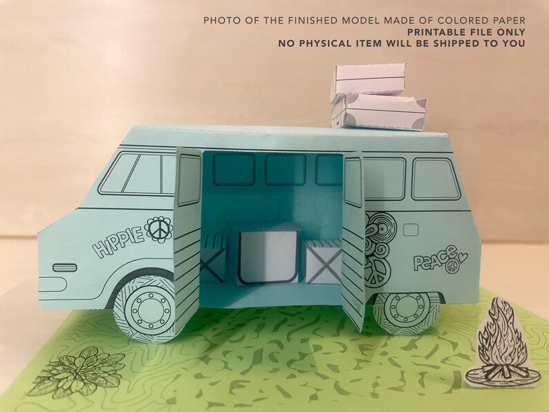 Printable Camper Van Model, DIY Camper Paper Toy, Paper Camping Car ...