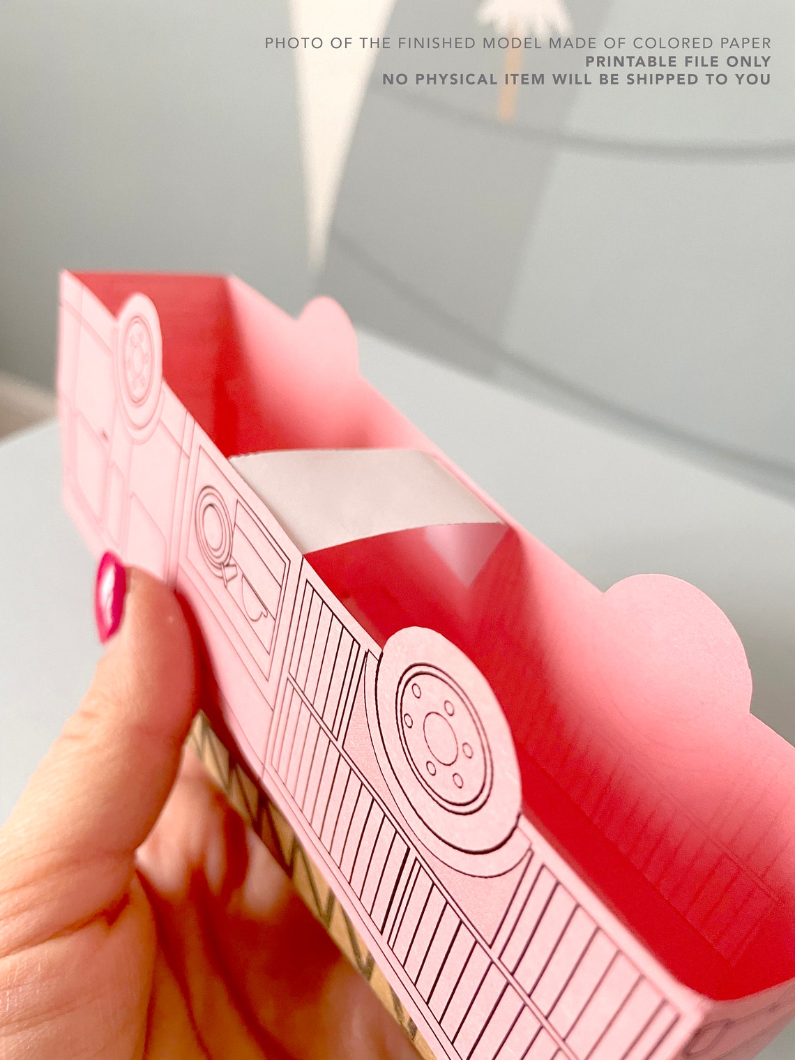 Printable Fire Truck Paper Model Kit, Digital Fire Truck Template, Fire ...