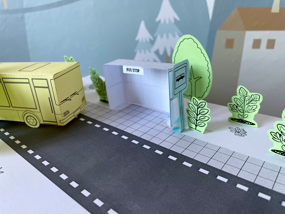 Printable Paper Bus Model, DIY Bus Toy, Paper Bus for Kids, Digital Bus ...