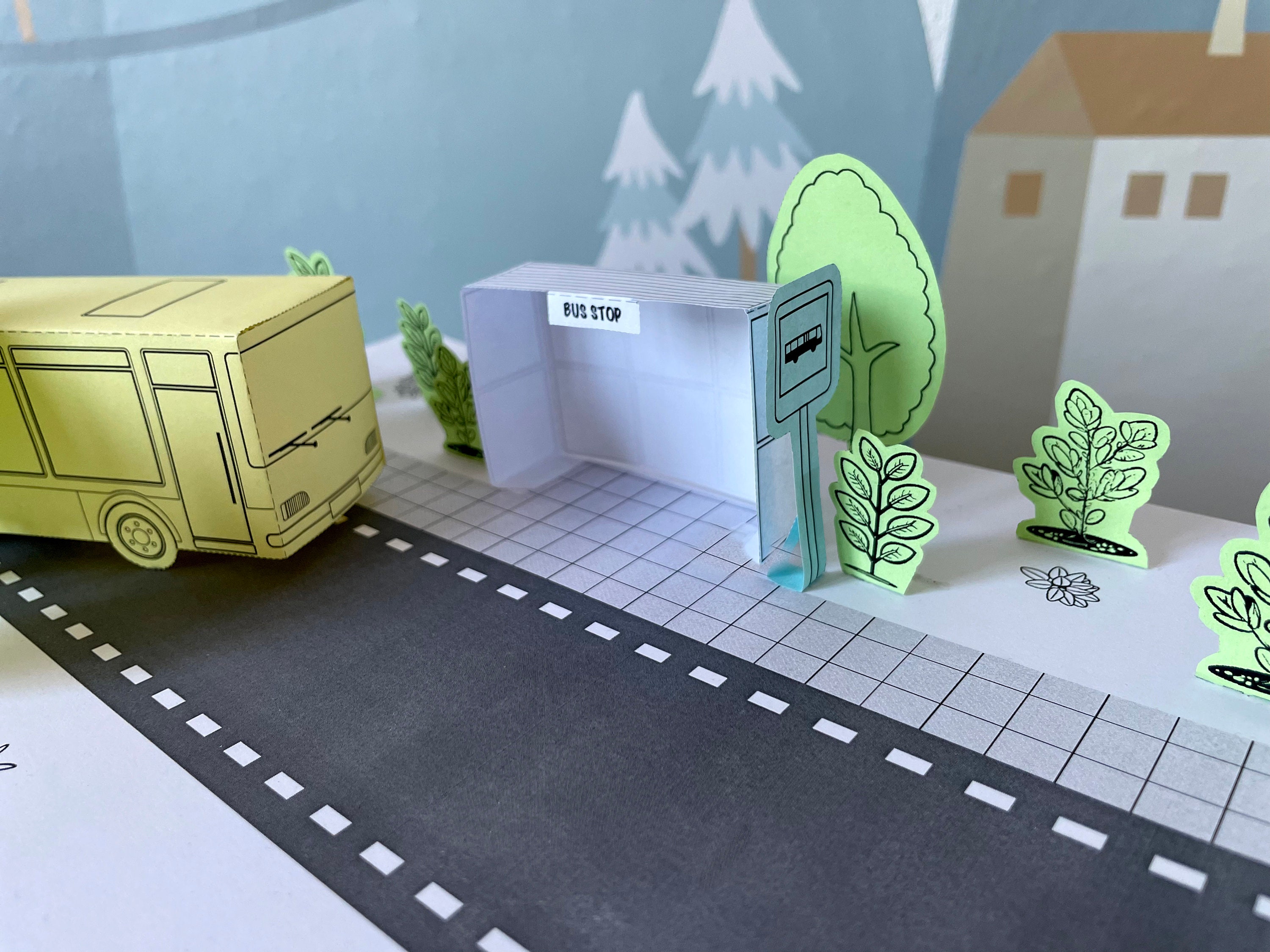 Printable Paper Bus Model, DIY Bus Toy, Paper Bus for Kids, Digital Bus ...