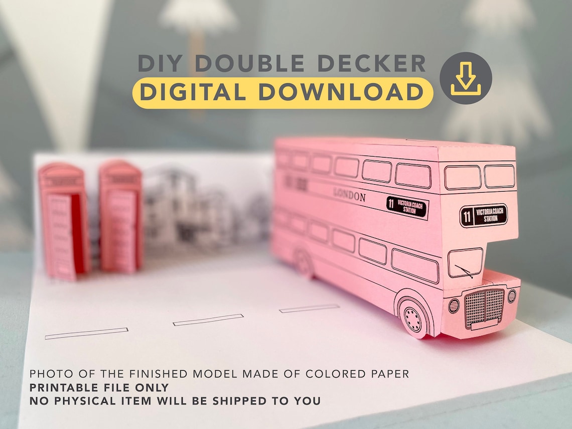 Printable Double Decker Paper Model, Double-decker DIY, English Bus ...