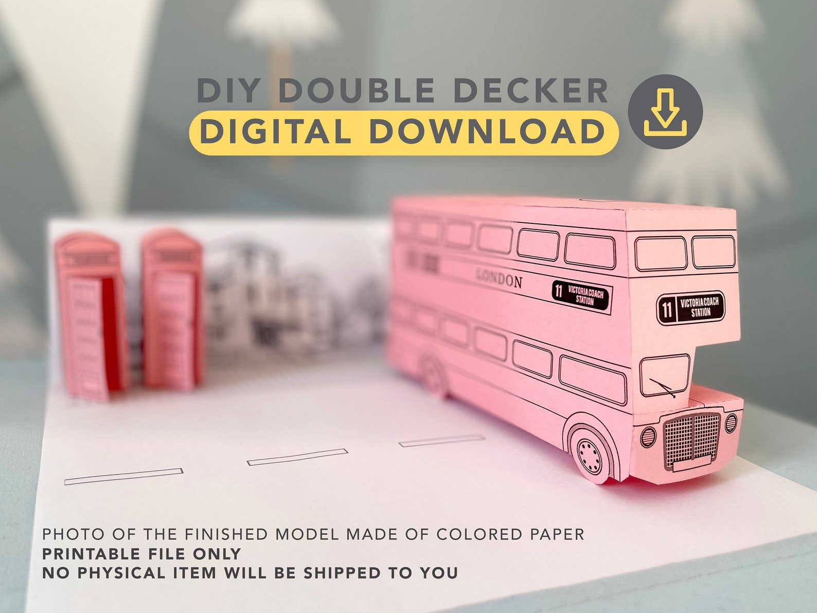 Printable Double Decker Paper Model, Double-decker DIY, English Bus ...
