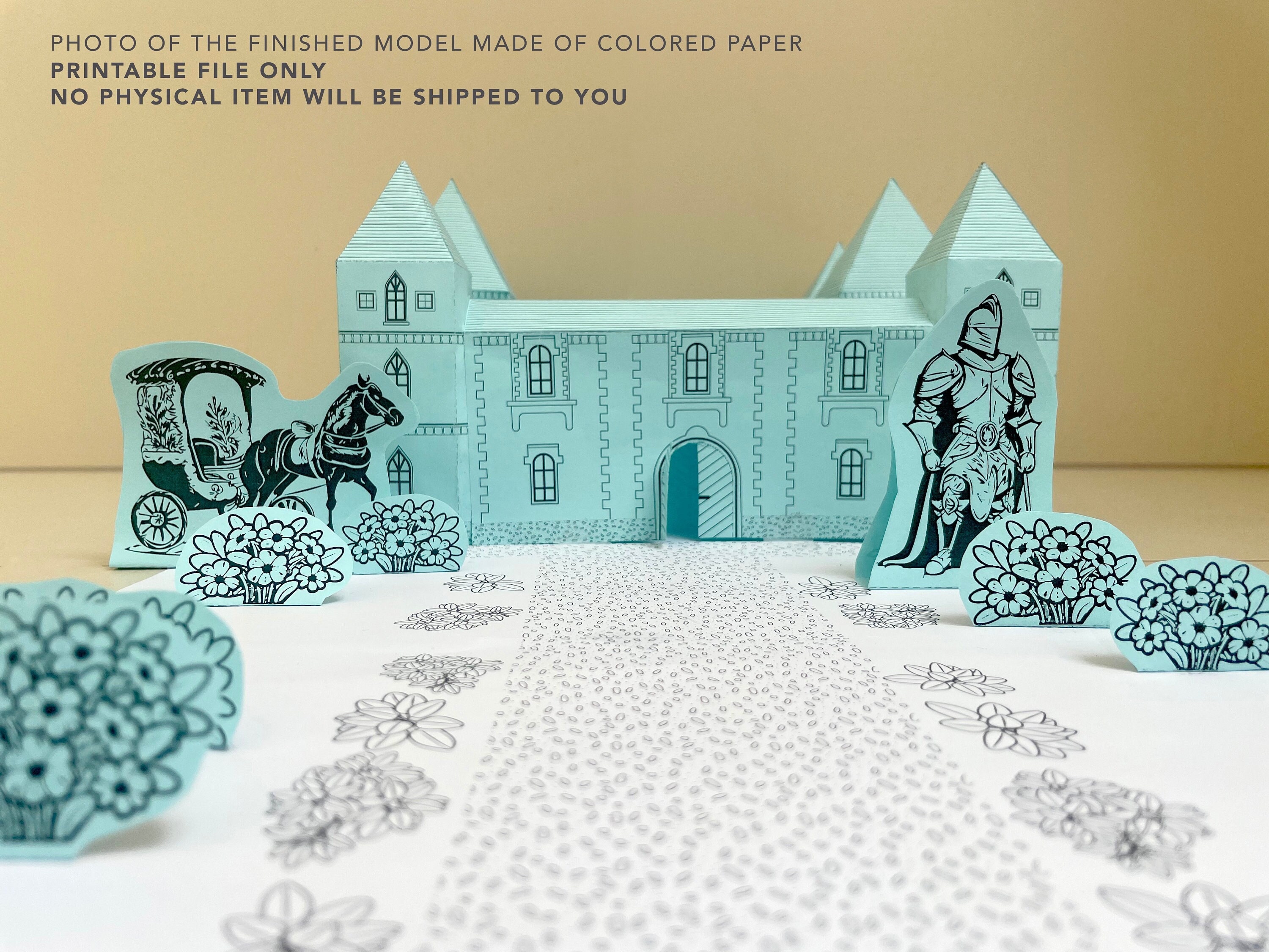 Castle Paper Toy, Printable Castle Model, Paper Castle Set, Printable ...