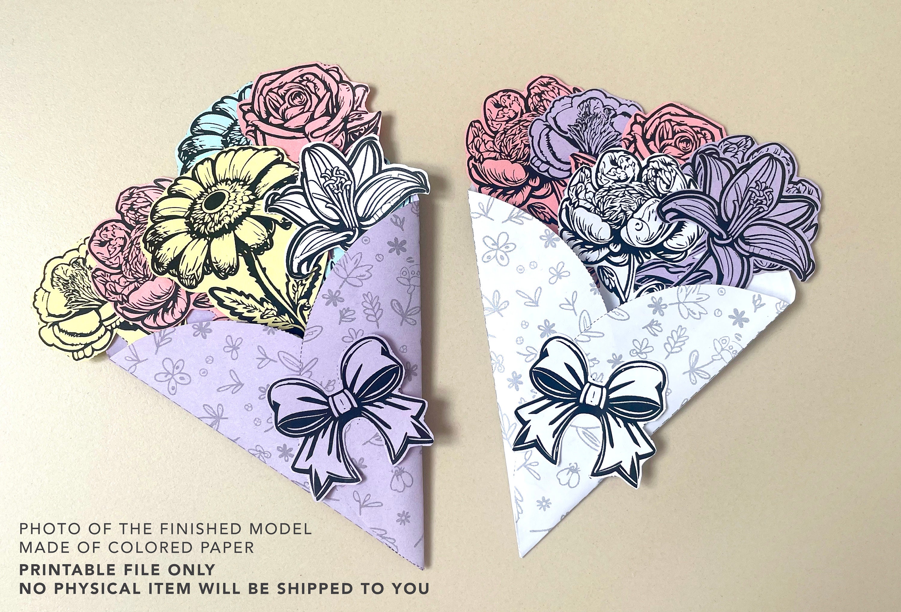 Paper Flower Bouquet DIY Kit Printable Flowers Set, Digital Flowers ...