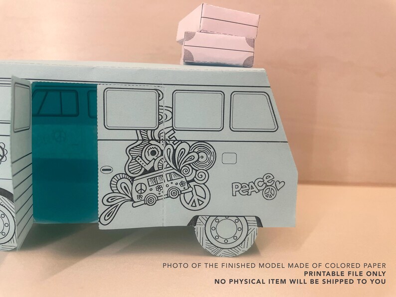 Printable Camper Van Model, DIY Camper Paper Toy, Paper Camping Car ...
