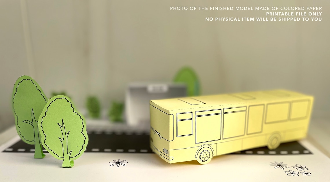 Printable Paper Bus Model, DIY Bus Toy, Paper Bus for Kids, Digital Bus ...