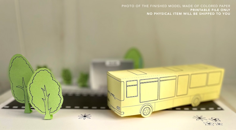 Printable Paper Bus Model, DIY Bus Toy, Paper Bus for Kids, Digital Bus ...