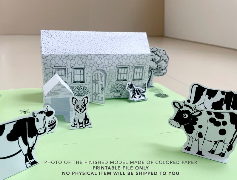 Printable Farm Big Set DIY Paper Farm Model, Farm DIY Craft for Kids ...