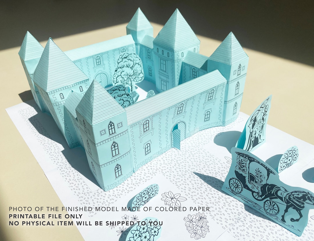 Castillo de papel DIY, Modelo de castillo imprimible, Juguete de ...