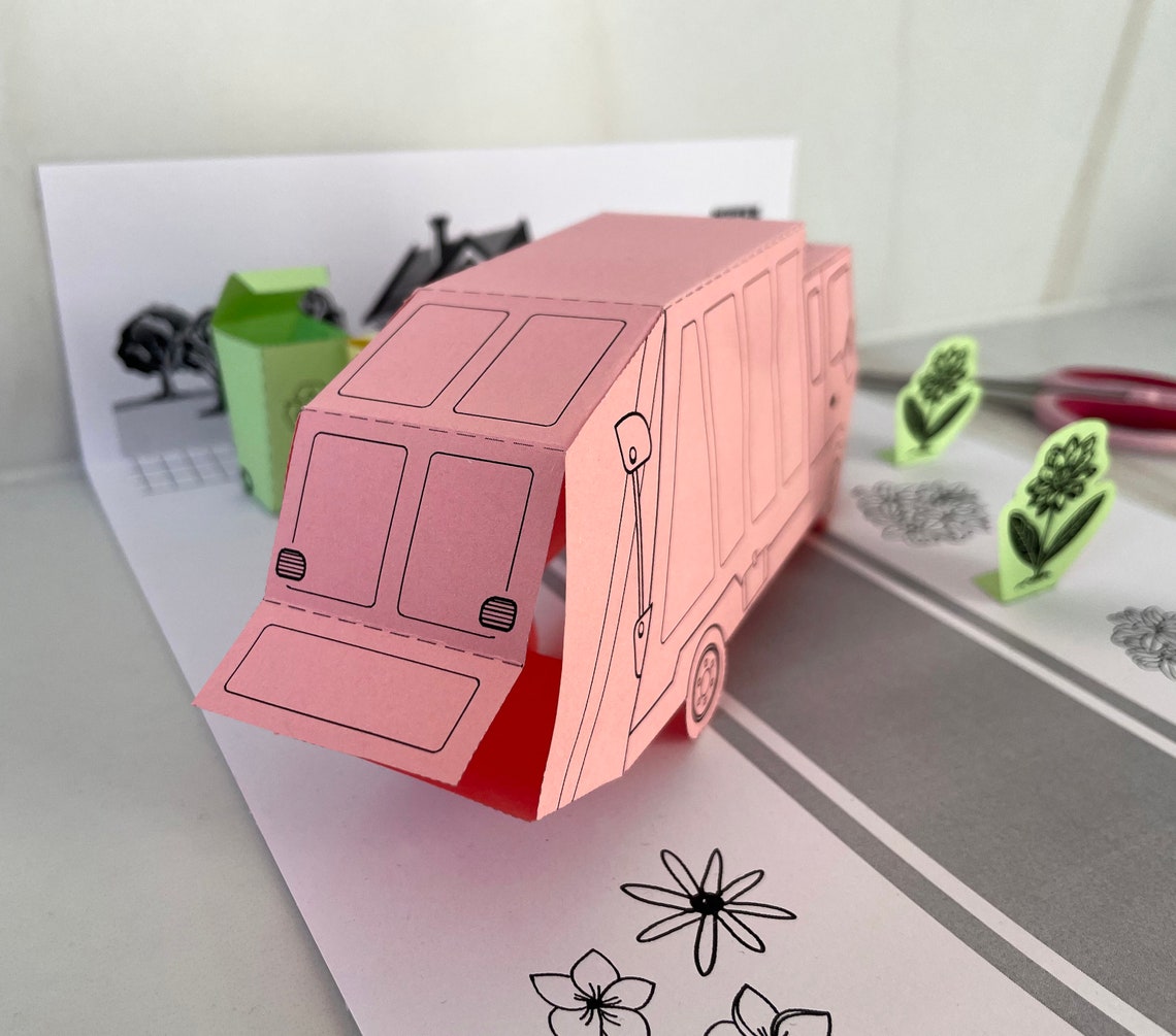 Printable Garbage Truck Model, Paper Trash Truck, Garbage Truck Paper ...