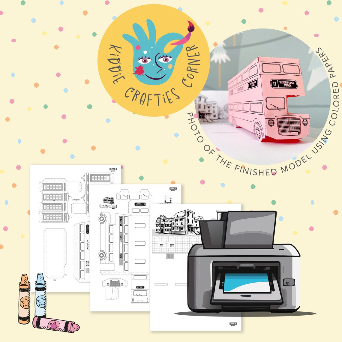 Printable Double Decker Paper Model, Double-decker DIY, English Bus ...