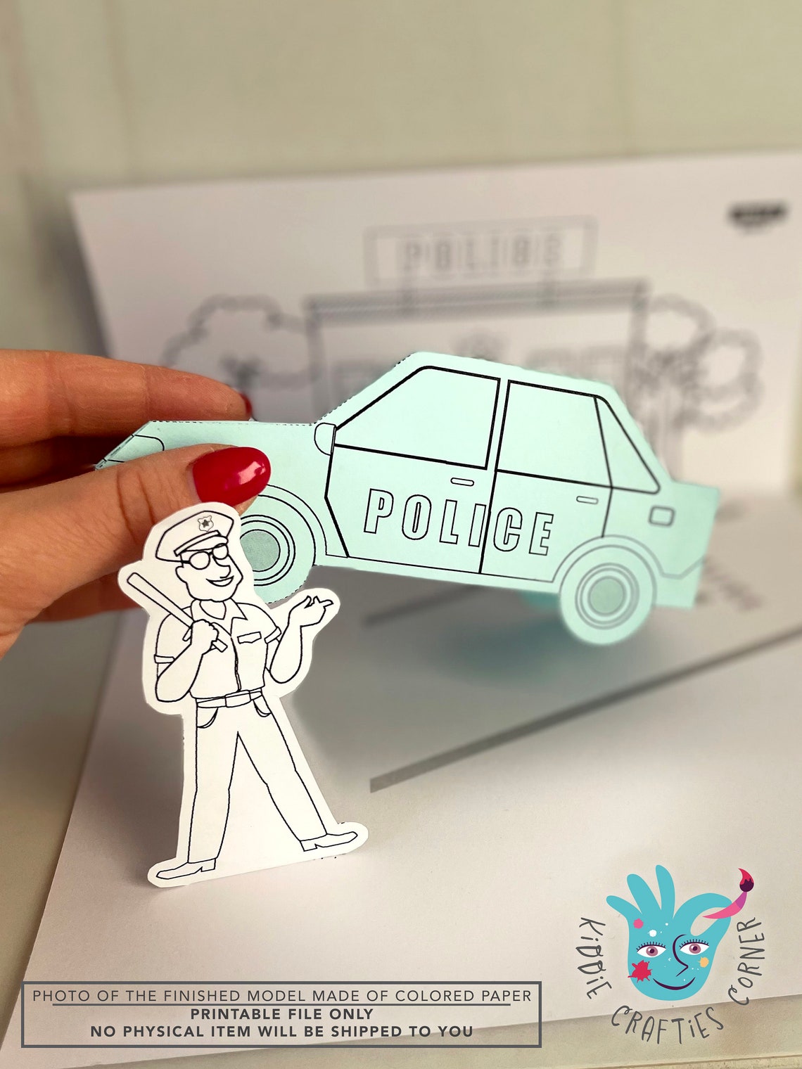 Printable Police Car Model, Paper Police Car Toy, DIY Paper Police Car ...