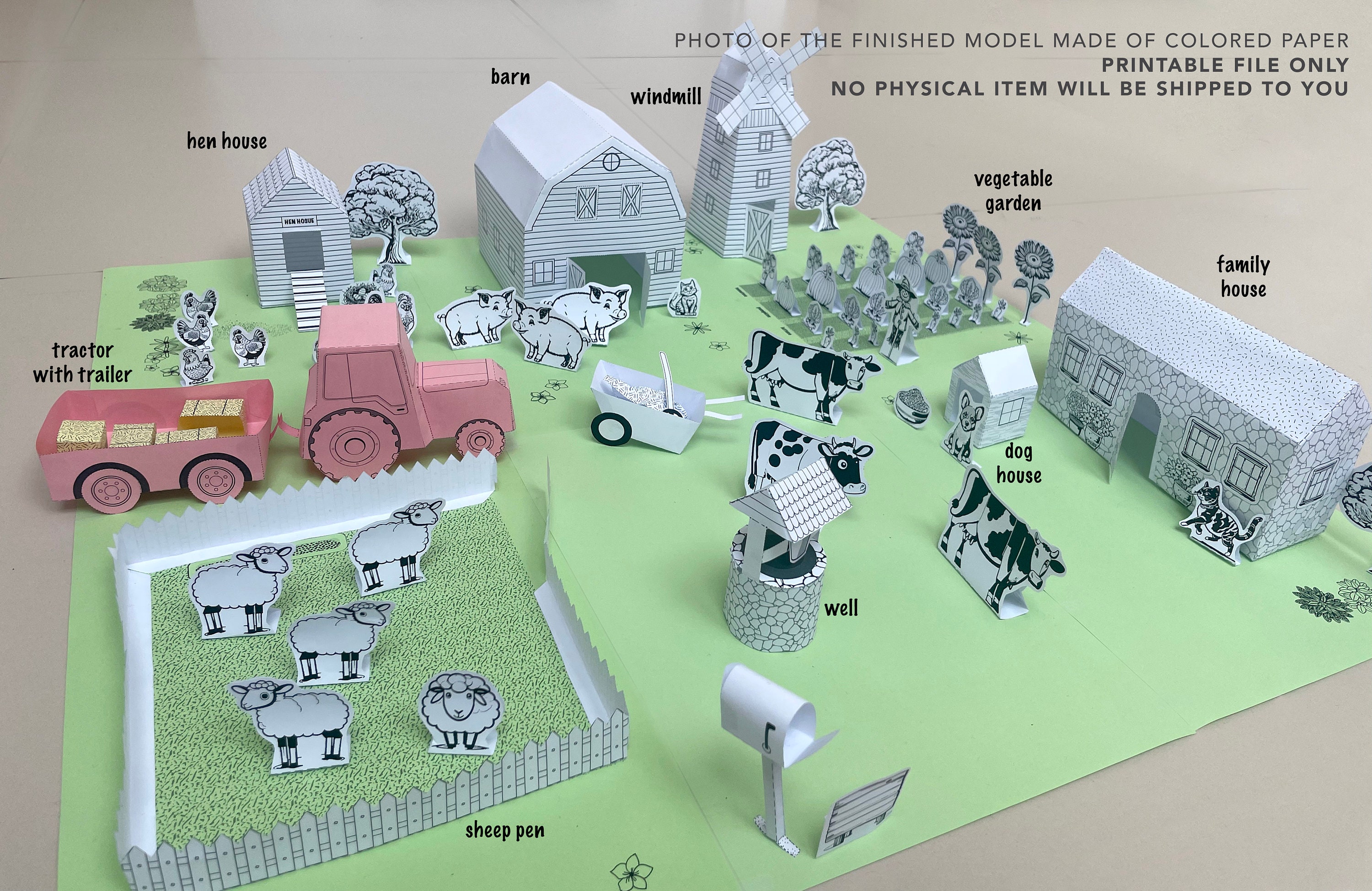 Paper Farm Kit DIY Printable Farm Toy, Farm DIY Craft for Kids, Paper ...