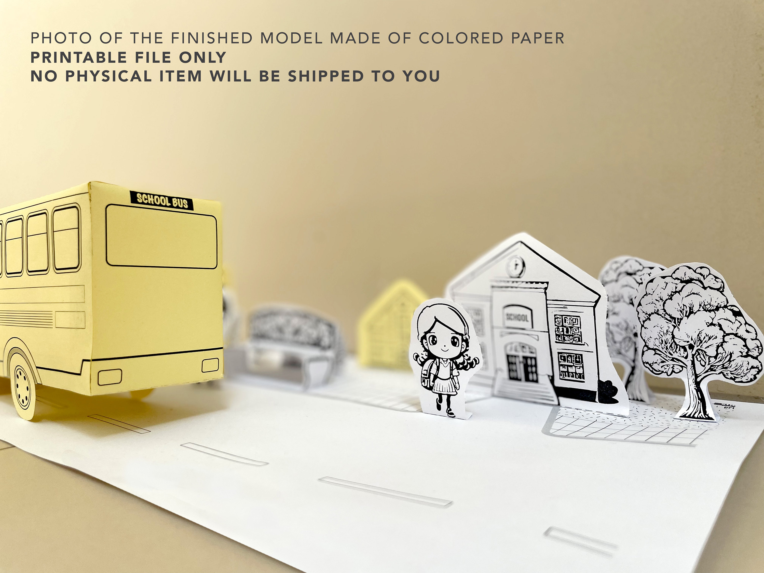 Printable School Bus Model, DIY School Bus Paper Toy, Paper Bus Toy 3D ...