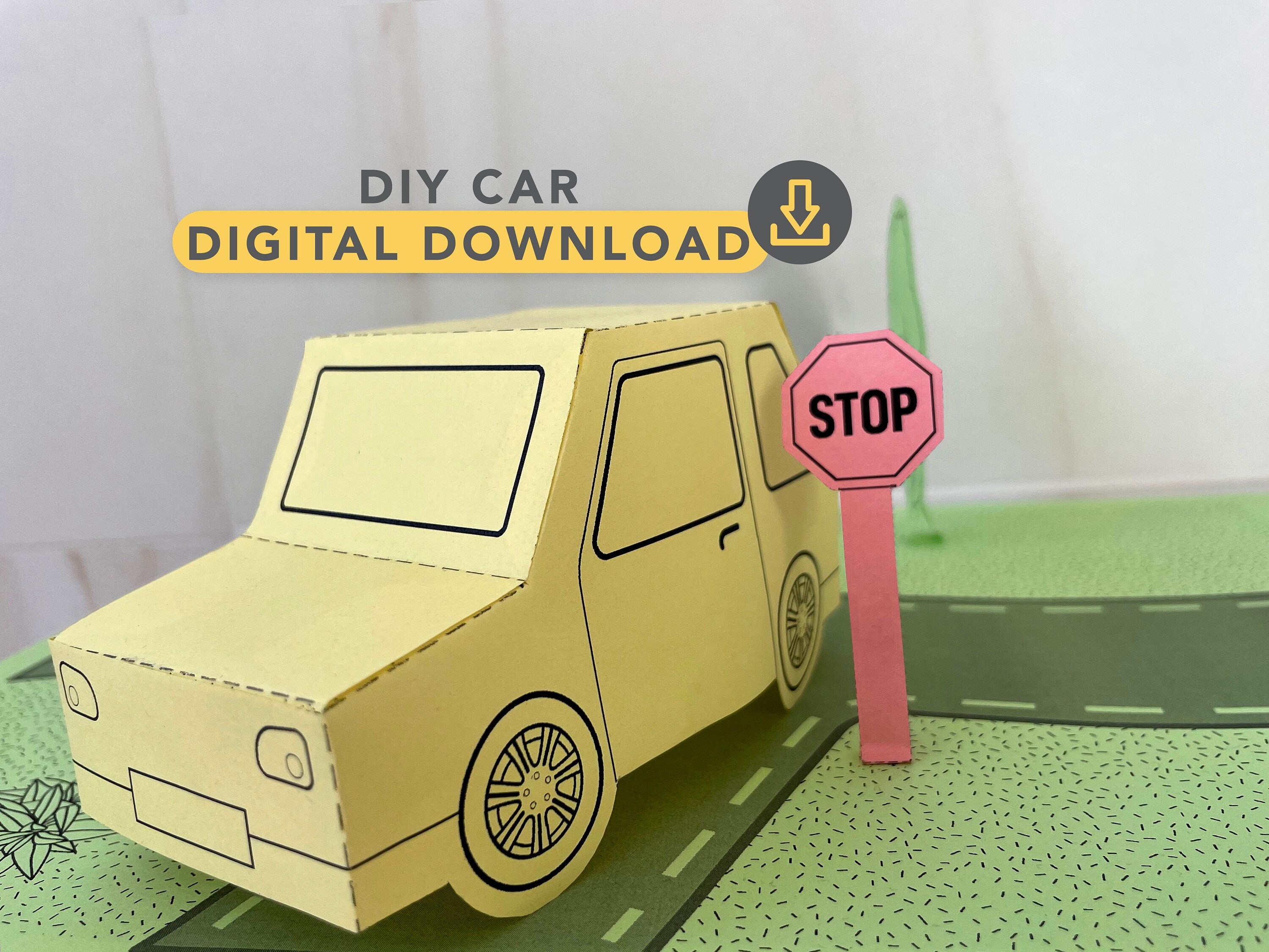 Printable Paper Car Model, DIY Digital Car Model, Cutout Car Set, Paper ...