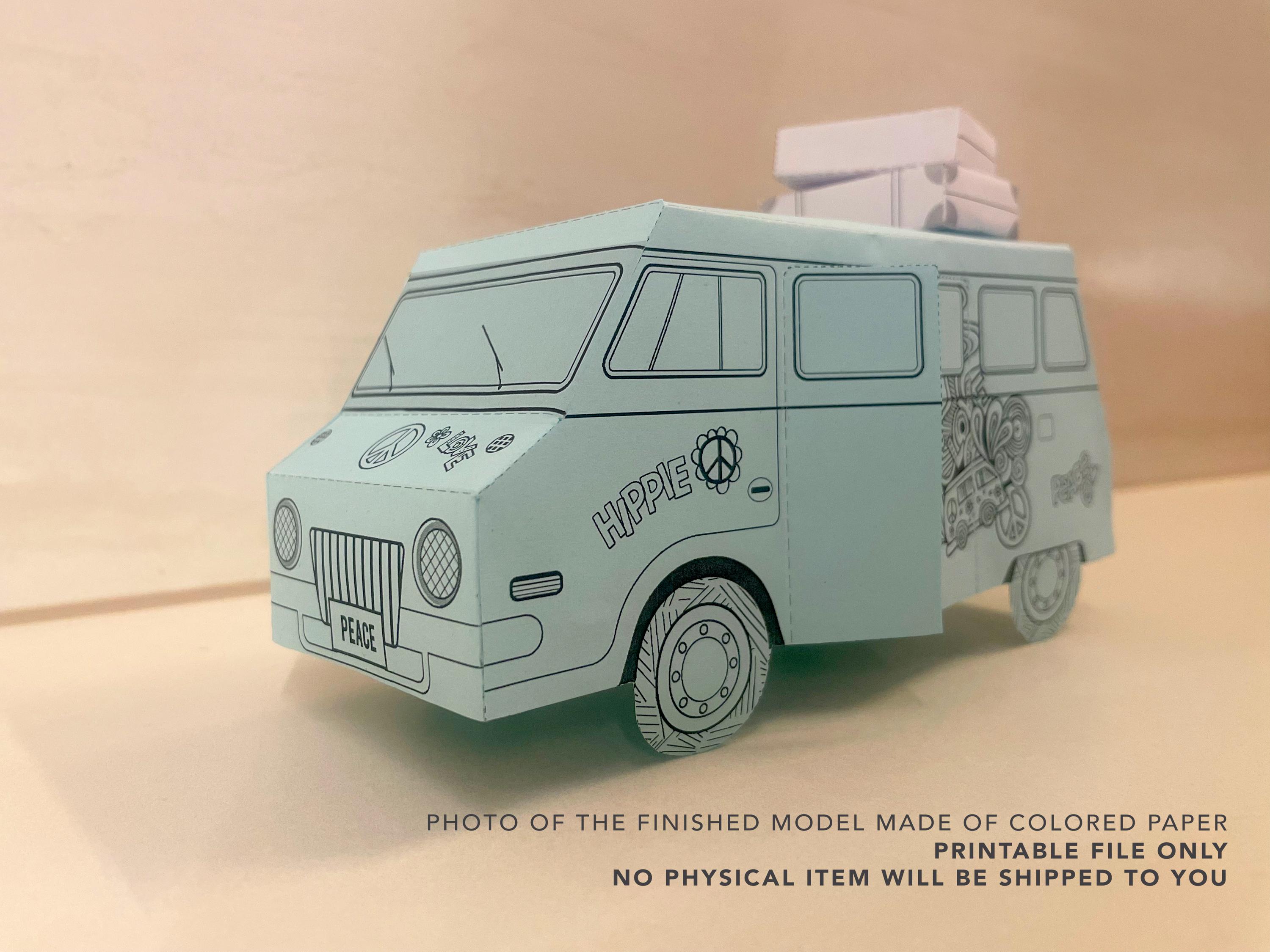 Printable Camper Van Model, DIY Camper Paper Toy, Paper Camping Car ...