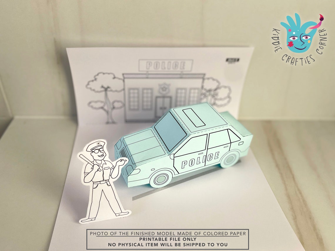Printable Police Car Model, Paper Police Car Toy, DIY Paper Police Car ...