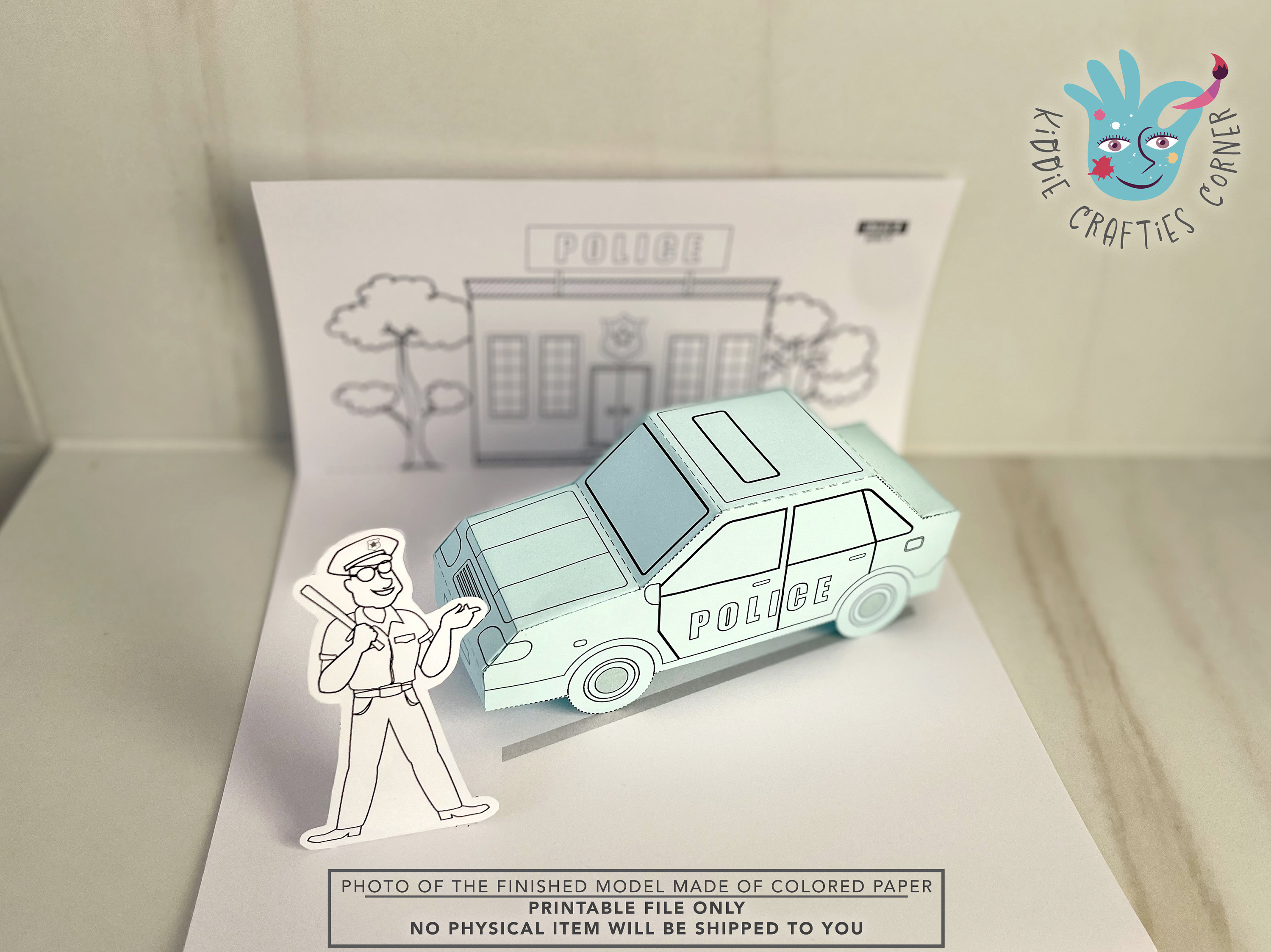 Printable Police Car Model, Paper Police Car Toy, DIY Paper Police Car ...